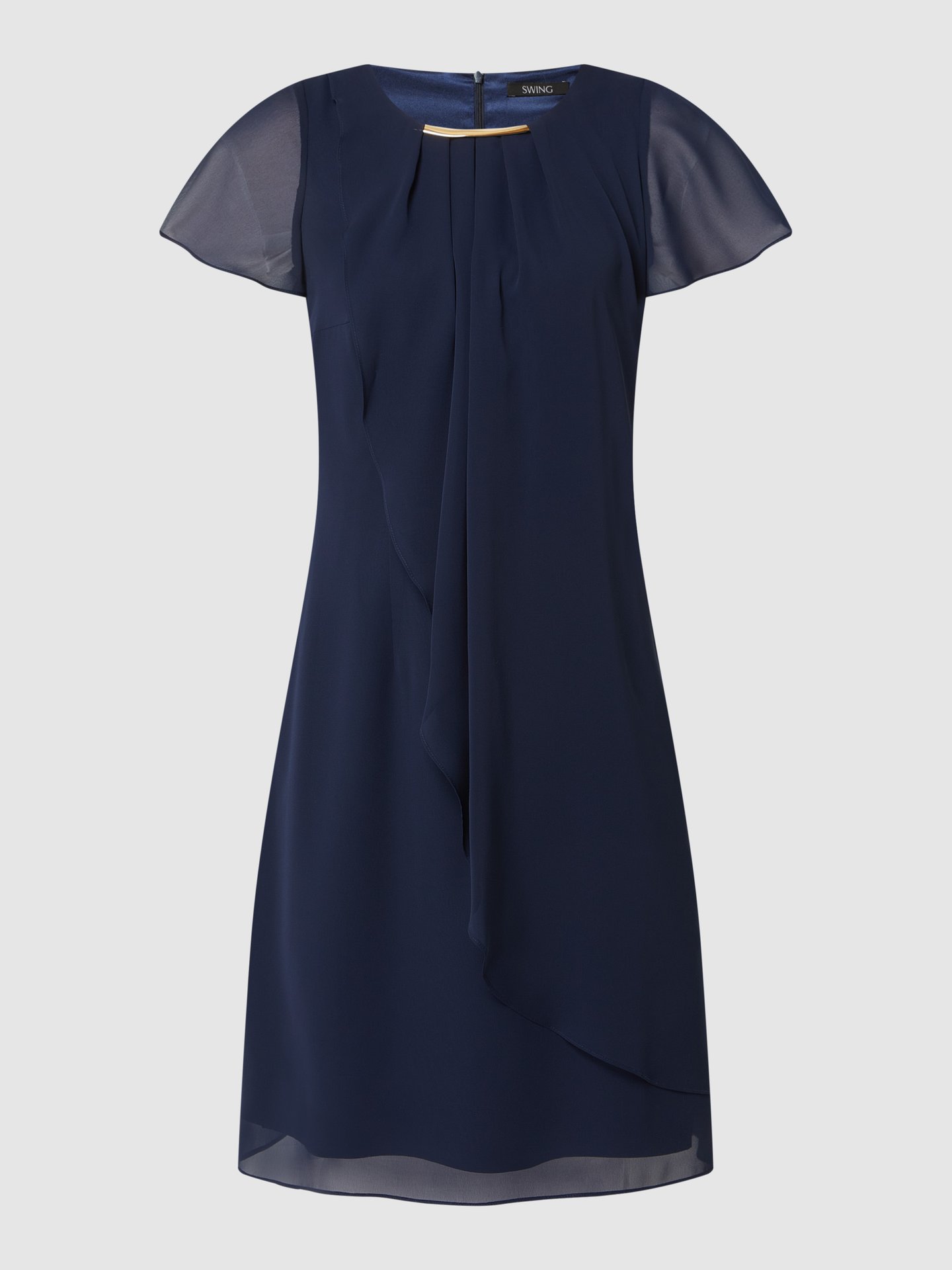 Swing Cocktailjurk Van Chiffon In Een Dubbele Laagjeslook In Donkerblauw Online Kopen Pandc
