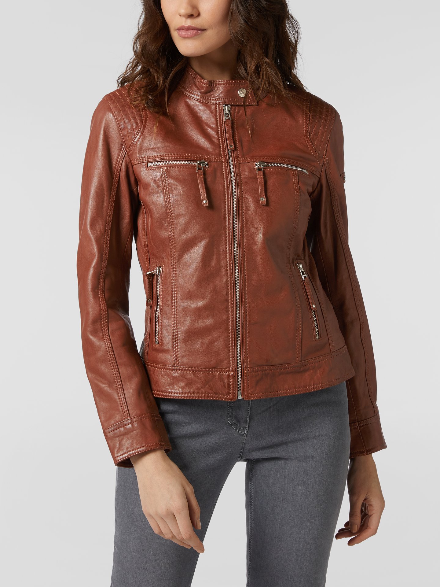 Cabrini Lederjacke im Biker-Look (cognac) online kaufen