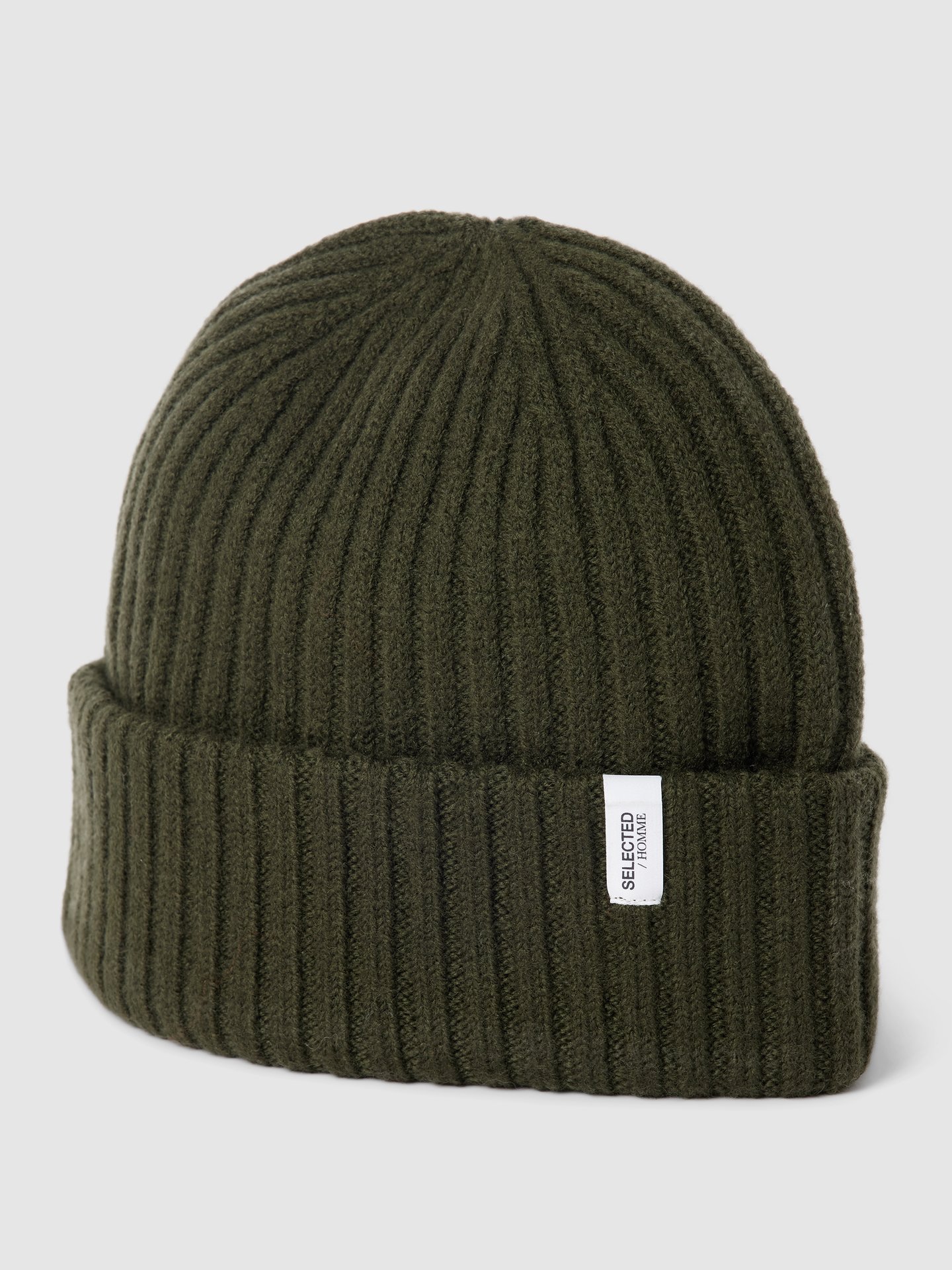 Selected Homme Beanie mit Label-Patch (olivgrün) online kaufen