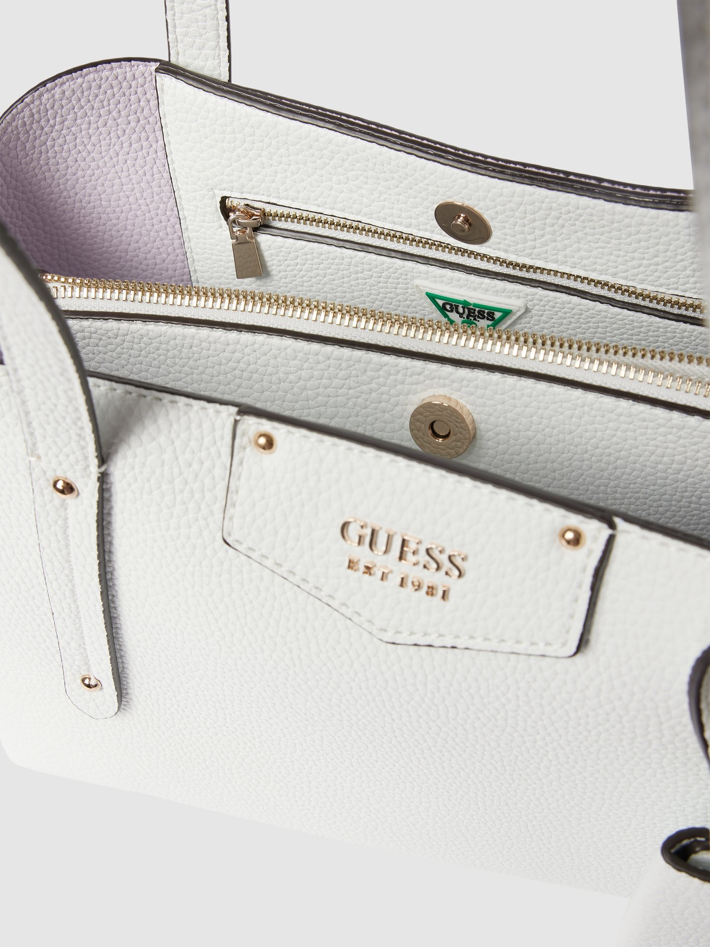Guess Handtas met structuurmotief, model 'BRENTON GIRLFRIEND' in wit ...