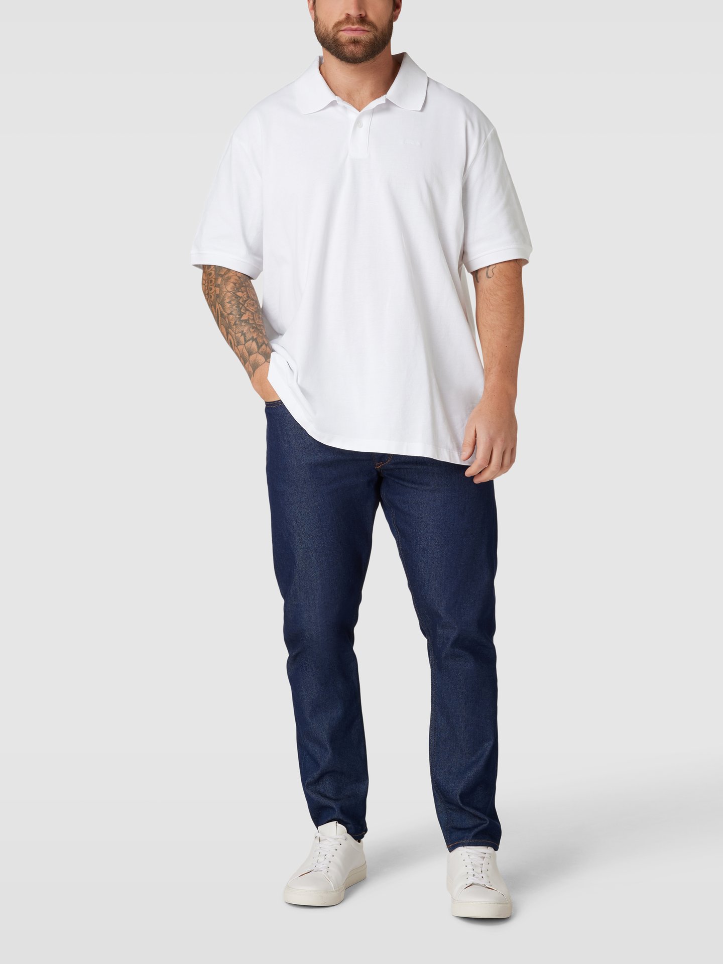 S.Oliver Plus PLUS SIZE Poloshirt mit Label-Stitching (weiß) online kaufen