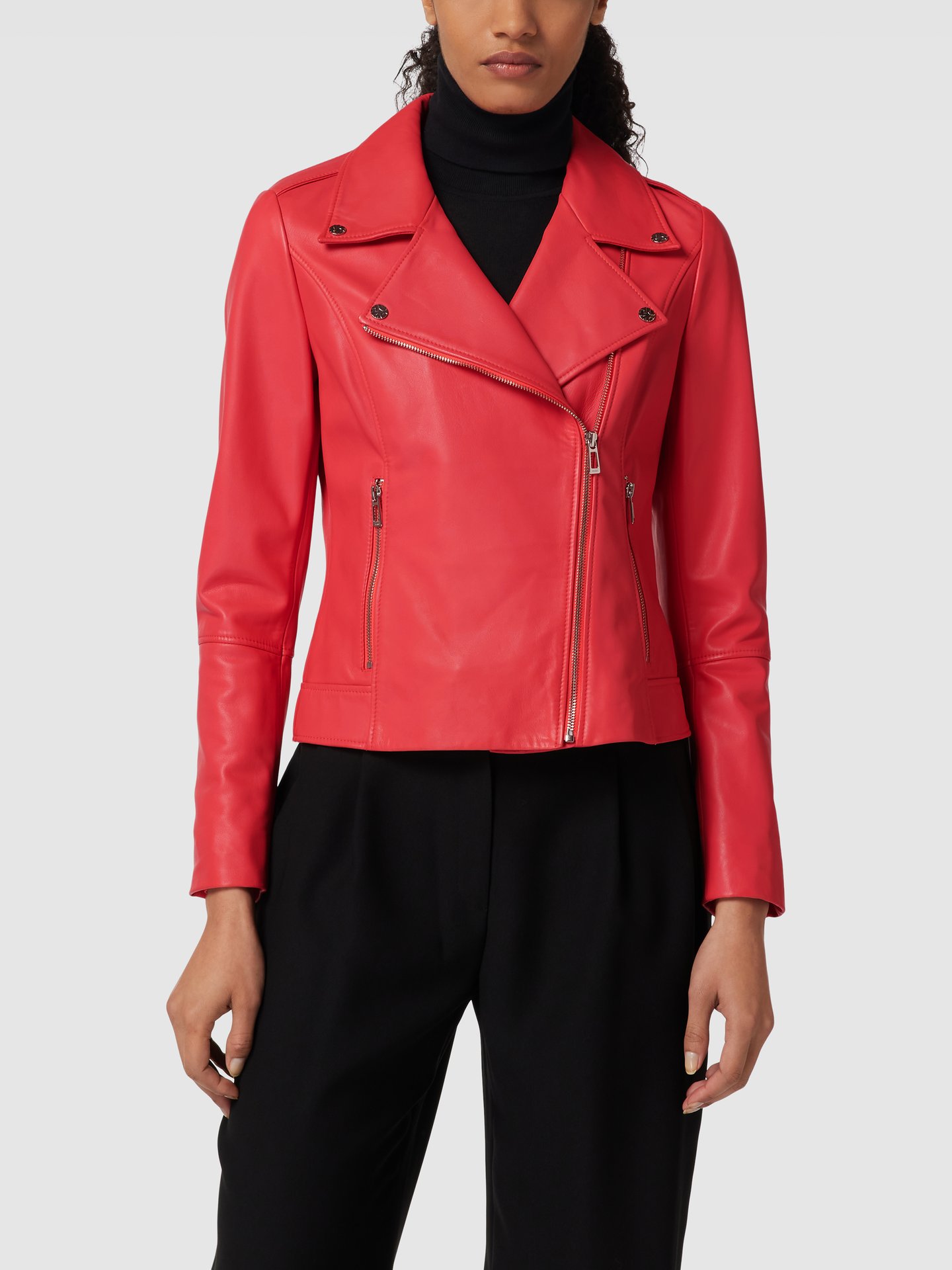 HUGO Leren jack met labeldetails, model 'Larella' in koraal online ...