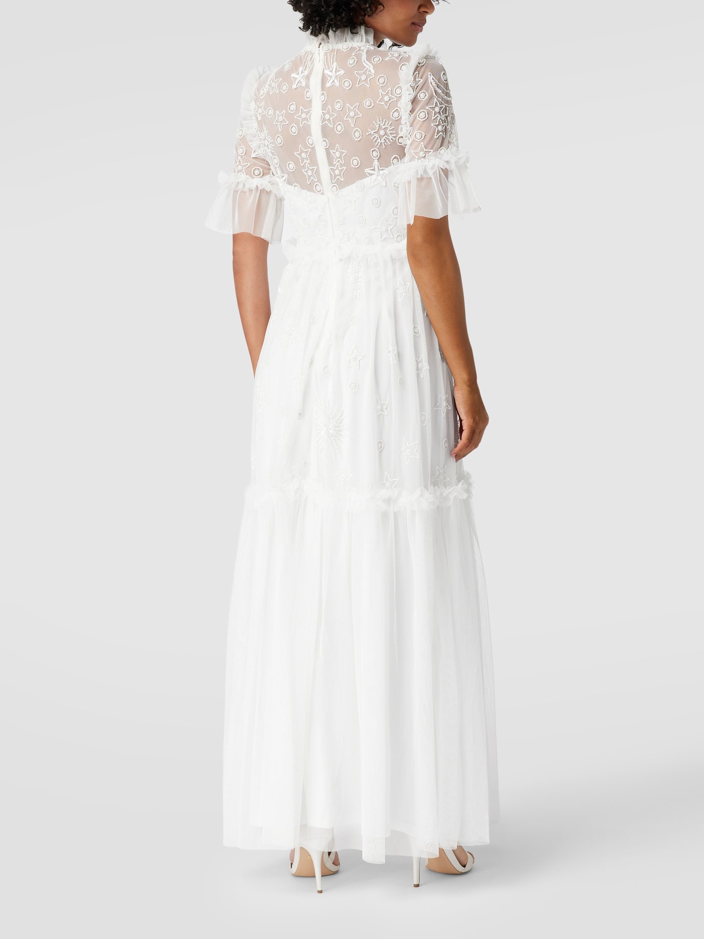 LACE & BEADS Abendkleid aus Tüll in Maxilänge (offwhite) online kaufen