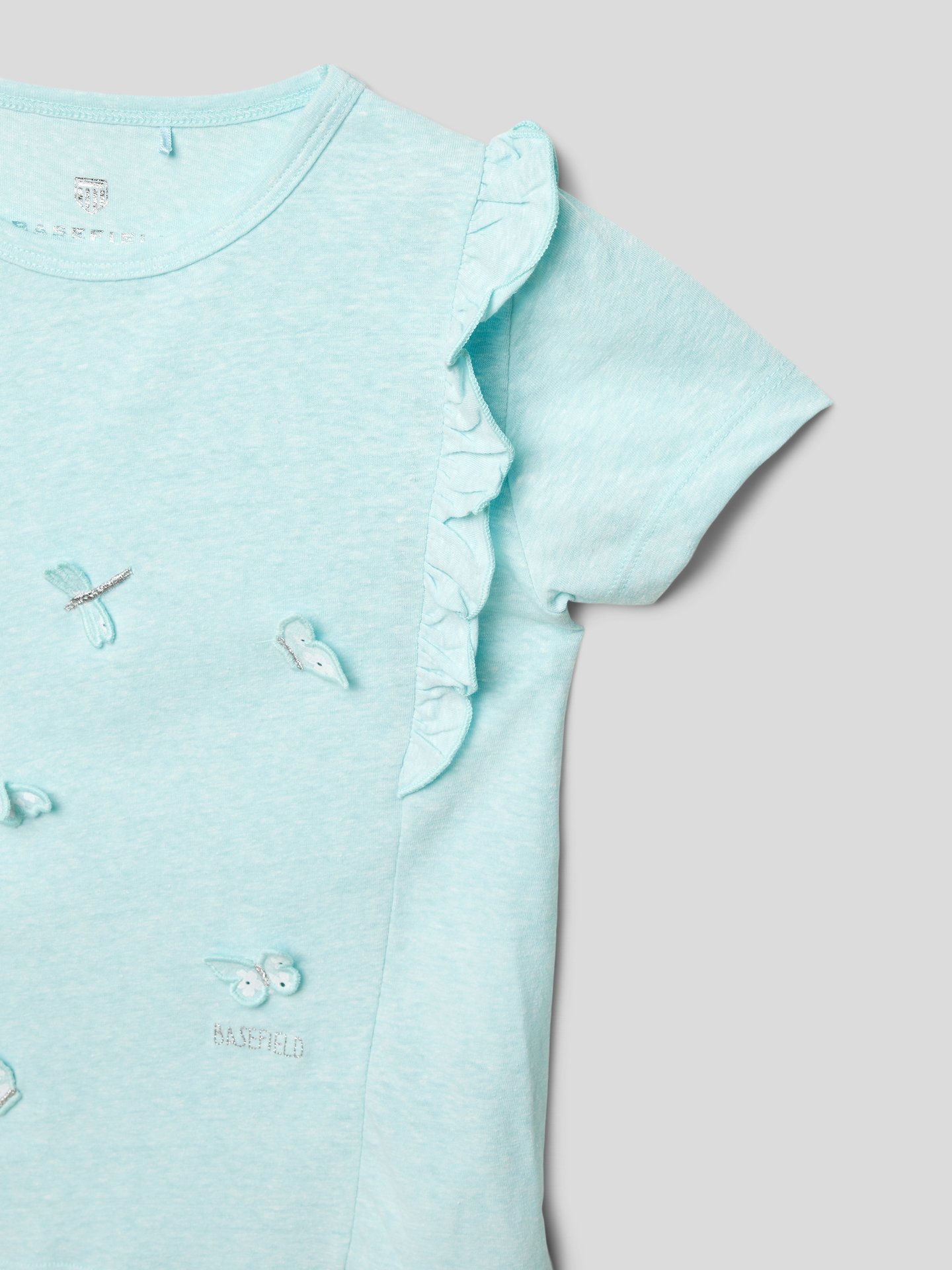 Basefield T-Shirt mit Rüschen und Applikationen (hellblau) online kaufen