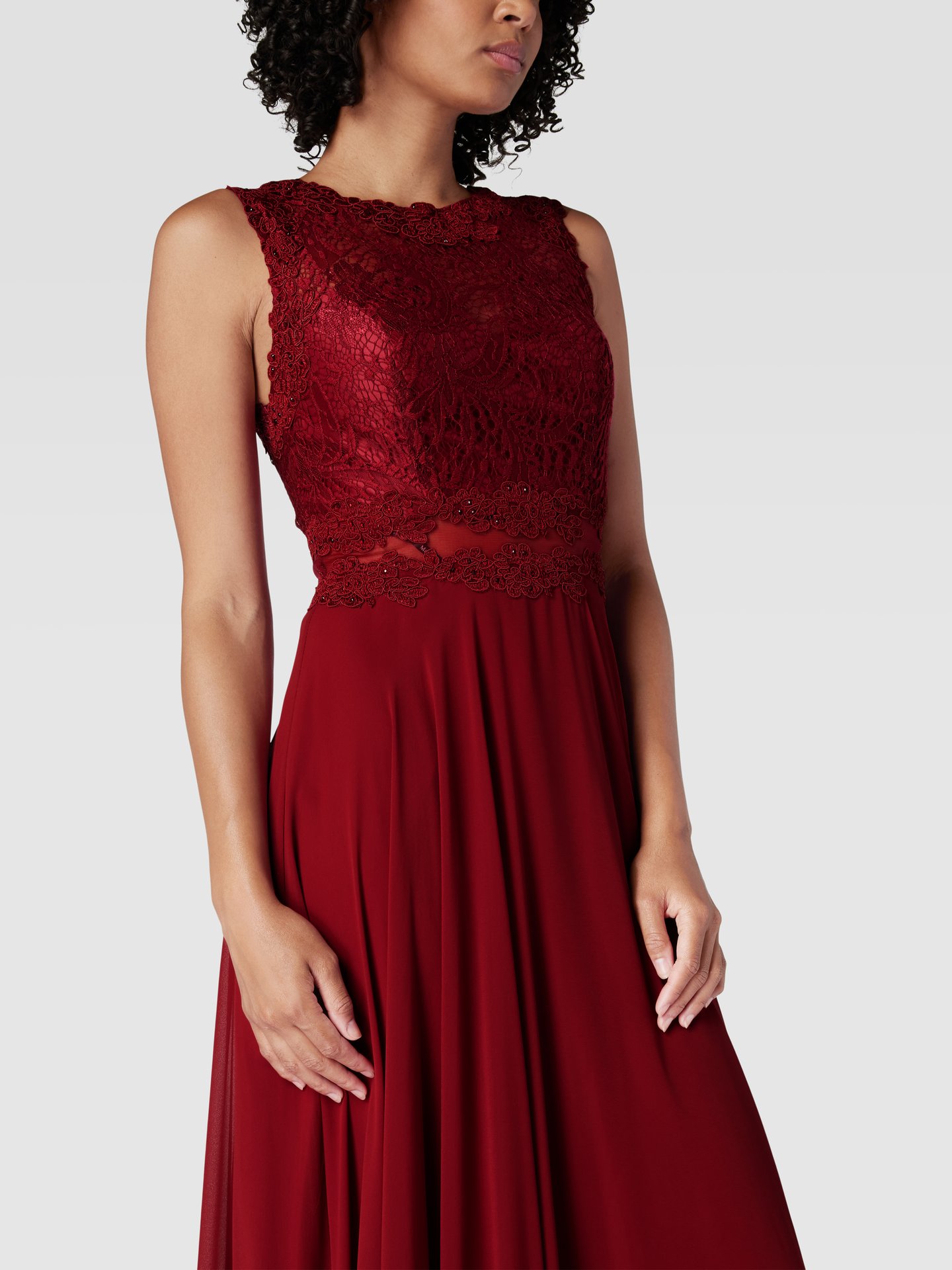 Mascara Abendkleid mit floralen Stickereien (dunkelrot) online kaufen