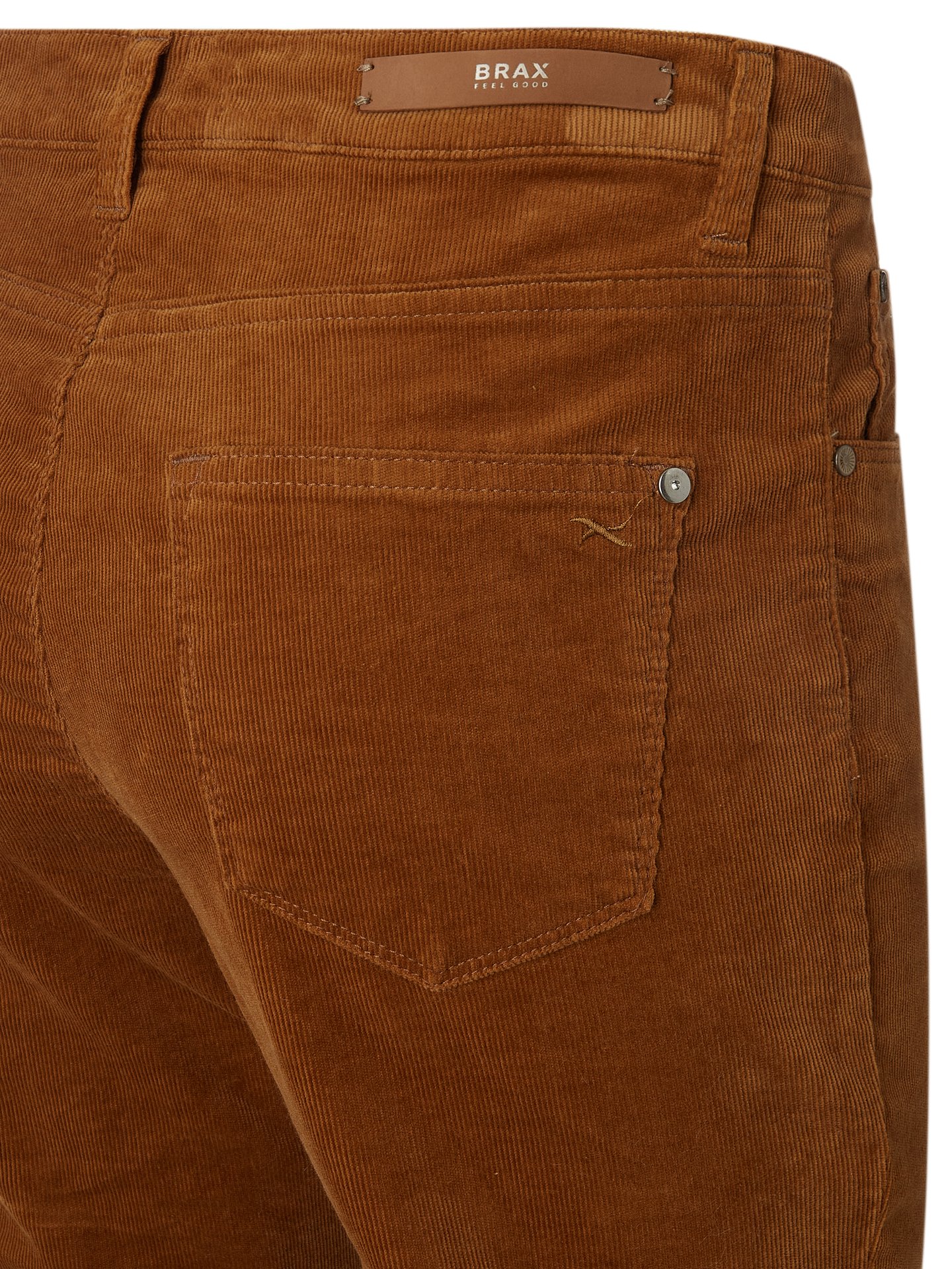 Brax Slim fit corduroy broek met stretch, model 'Mary' in cognac online ...