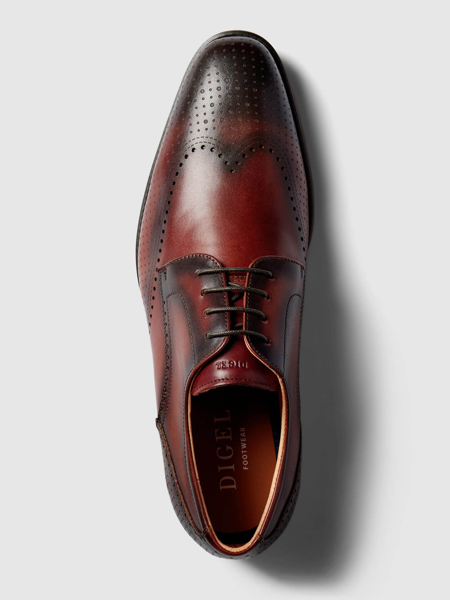 DIGEL Derby schoenen van leer, model 'SELLENG' in cognac online kopen | P&C