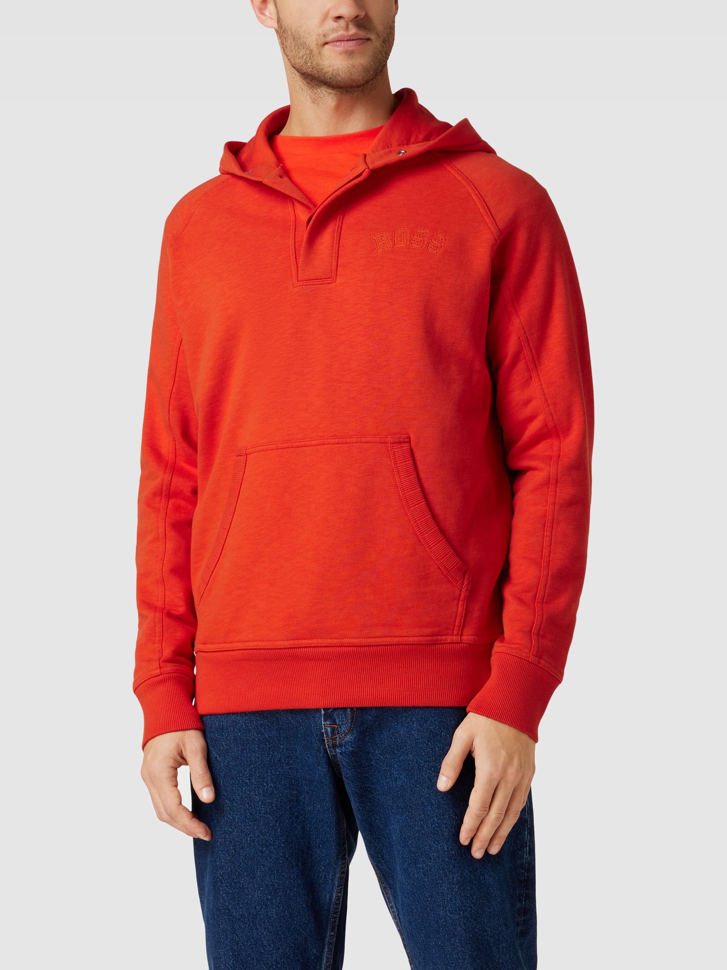 BOSS Orange Hoodie met labelstitching, model 'Wecollege' in rood online ...