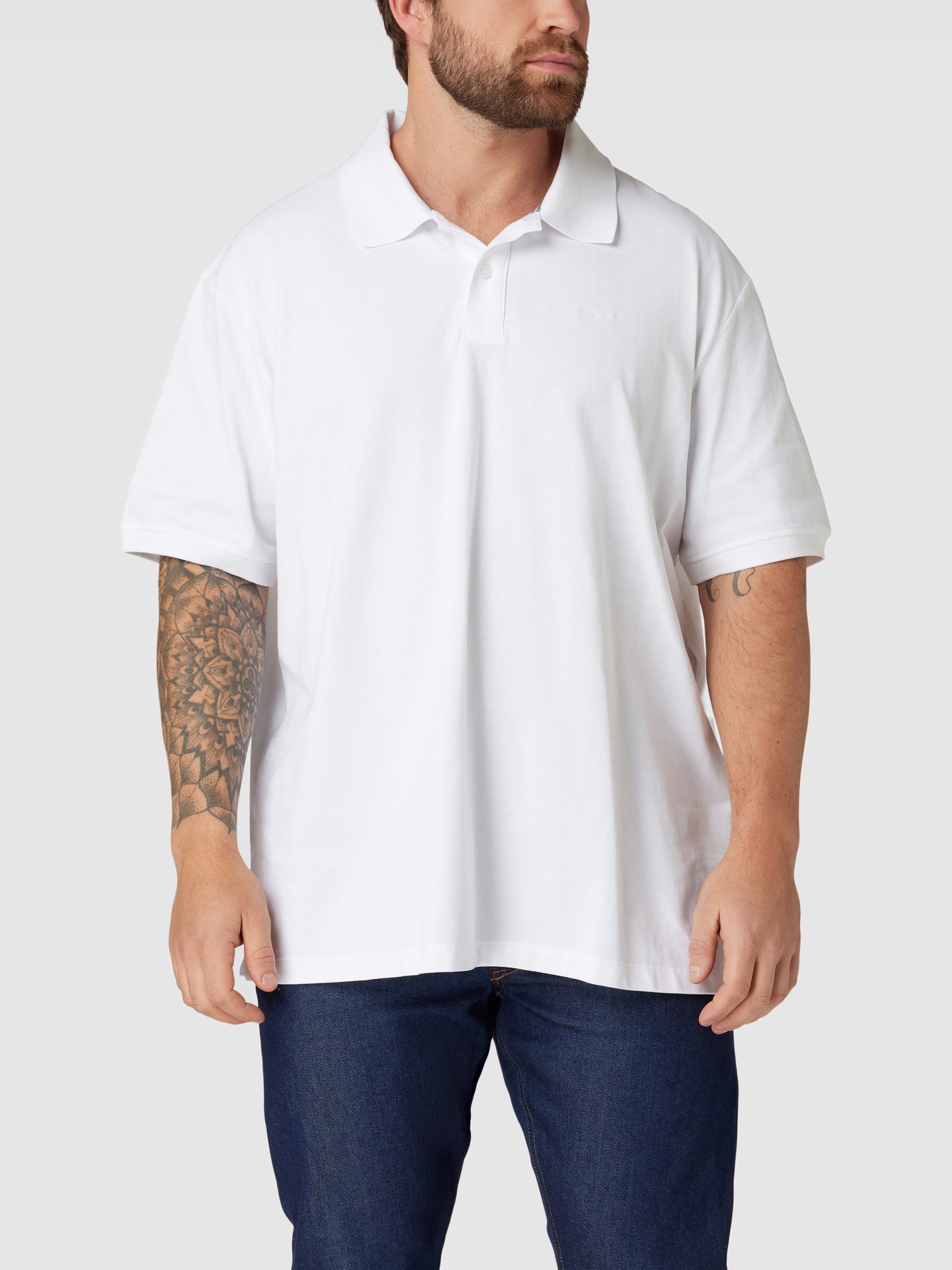 S.Oliver Plus PLUS SIZE Poloshirt mit Label-Stitching (weiß) online kaufen