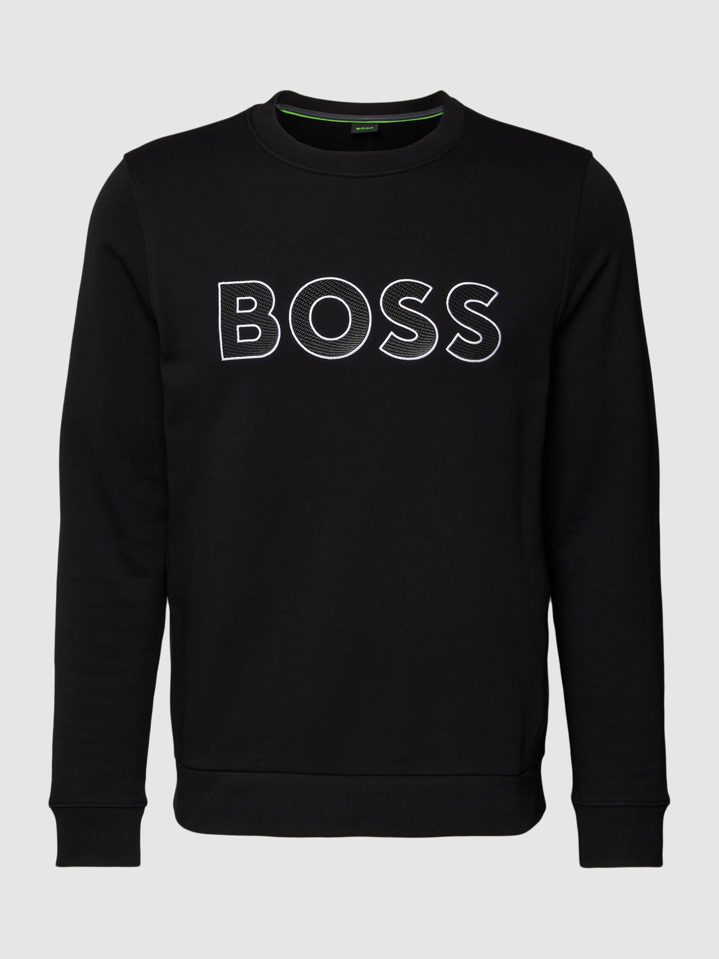 BOSS Green Sweatshirt met labelstitching, model 'Salbo' in zwart online ...