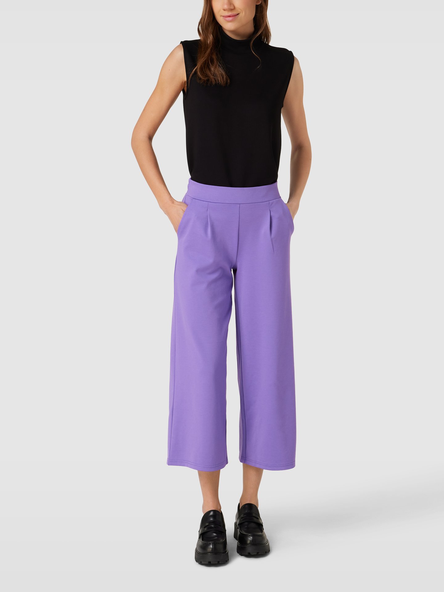 ICHI Culotte met paspelzak op de achterkant, model 'Kate' in lila online kopen | P&C