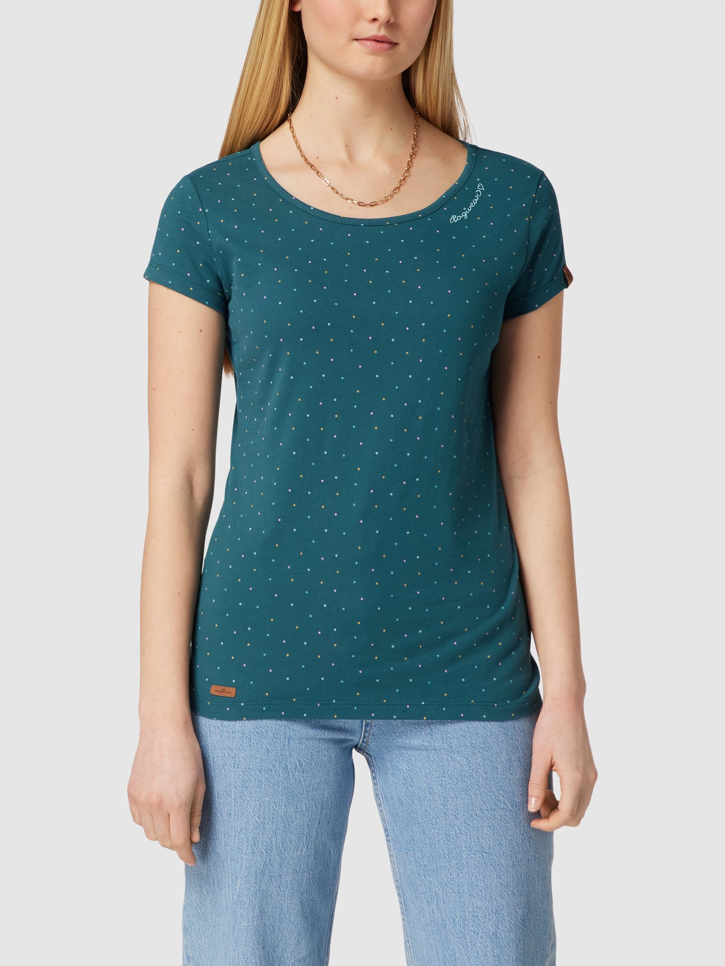 Ragwear T-shirt met all-over motief, model 'MINTT DOTS' in donkergroen ...