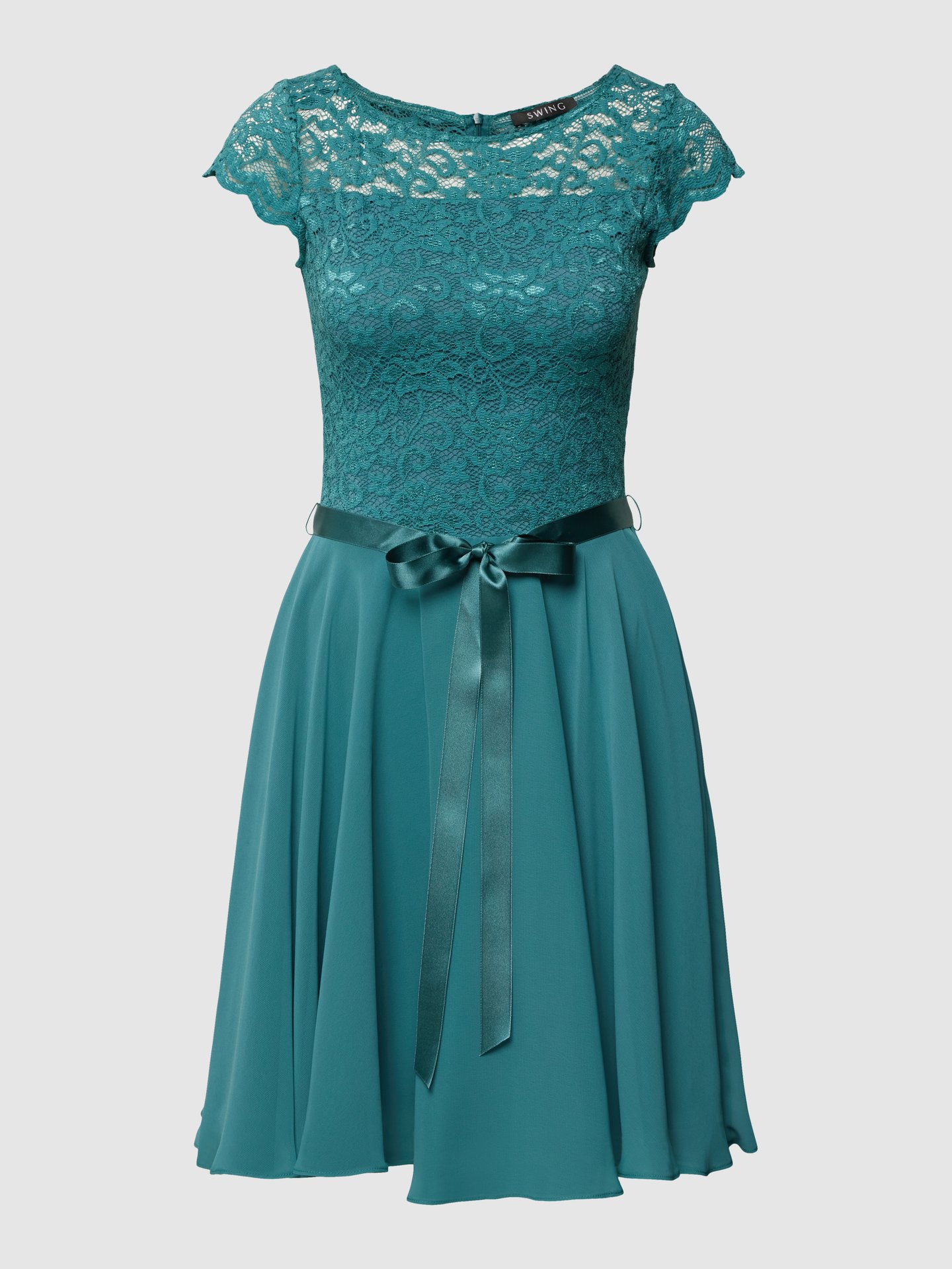 Swing Cocktailkleid mit Spitzenbesatz (petrol) online kaufen