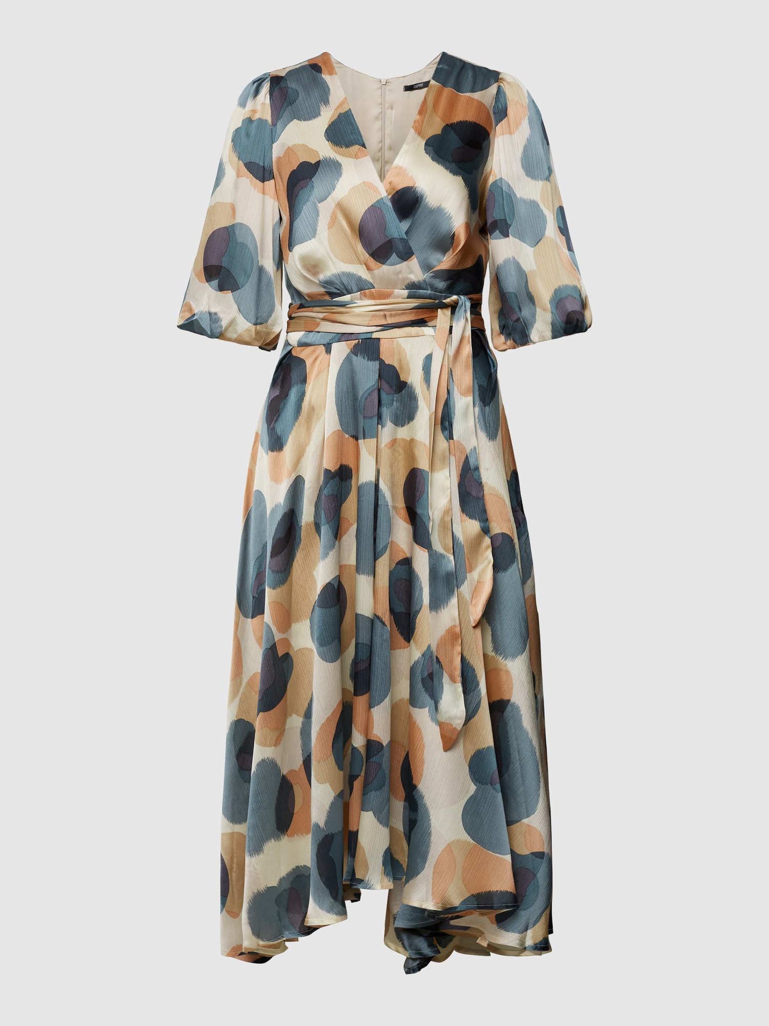 Esprit Collection Midikleid mit Bindegürtel (blau) online kaufen