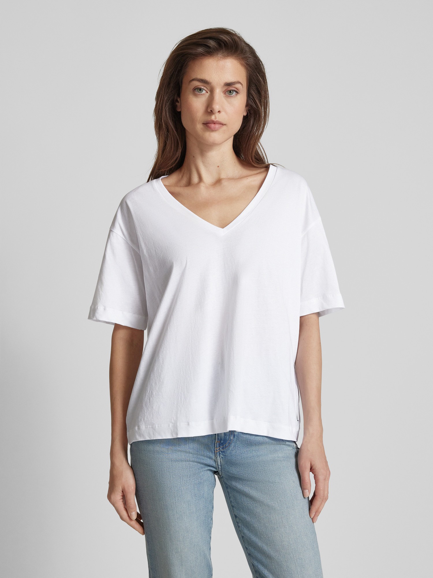 Armedangels T-shirt met V-hals, model 'DEMIKAA' in wit online kopen | P&C