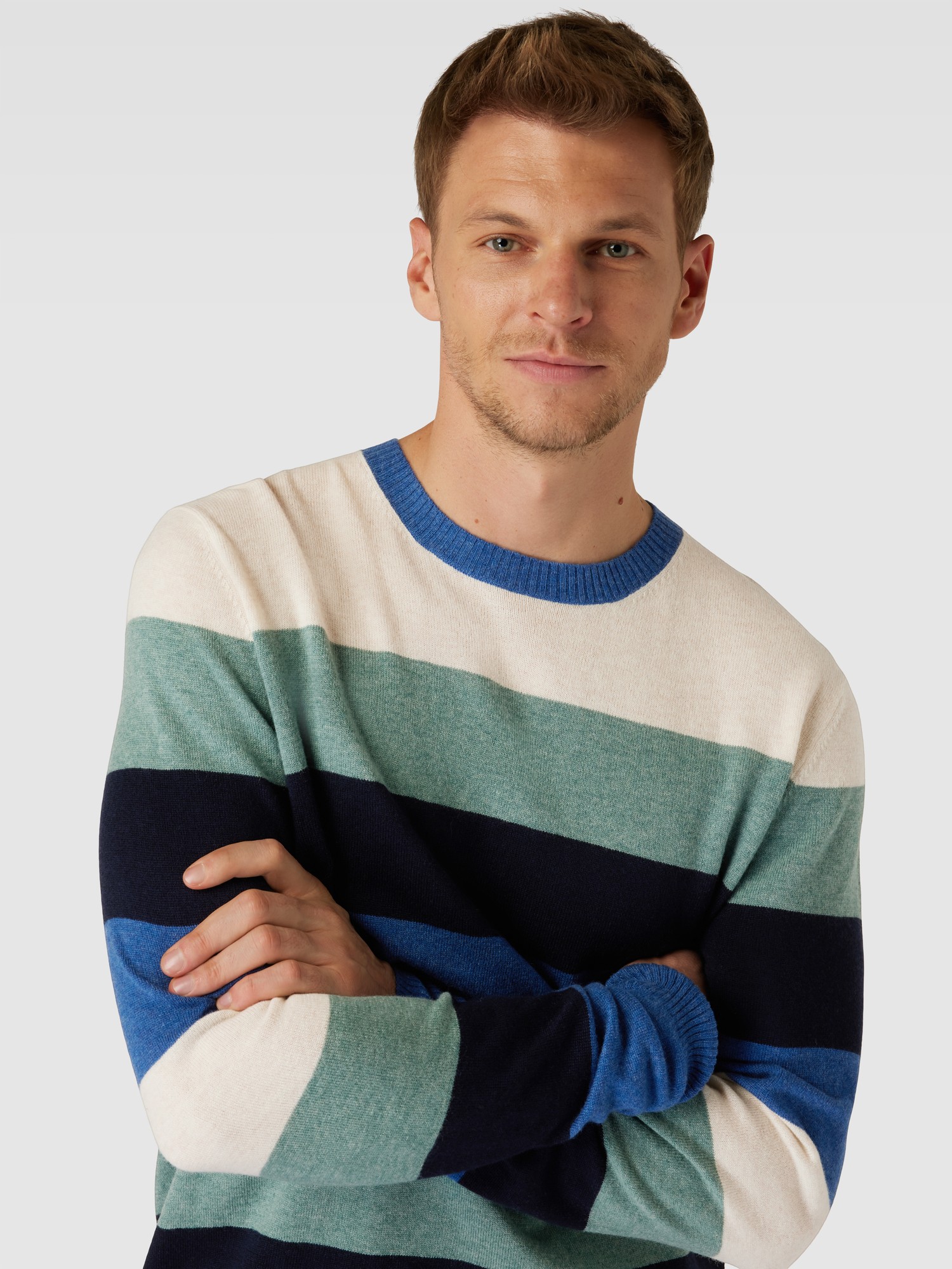 Fynch-Hatton Gebreide trui met blokstrepen in offwhite online kopen | P&C