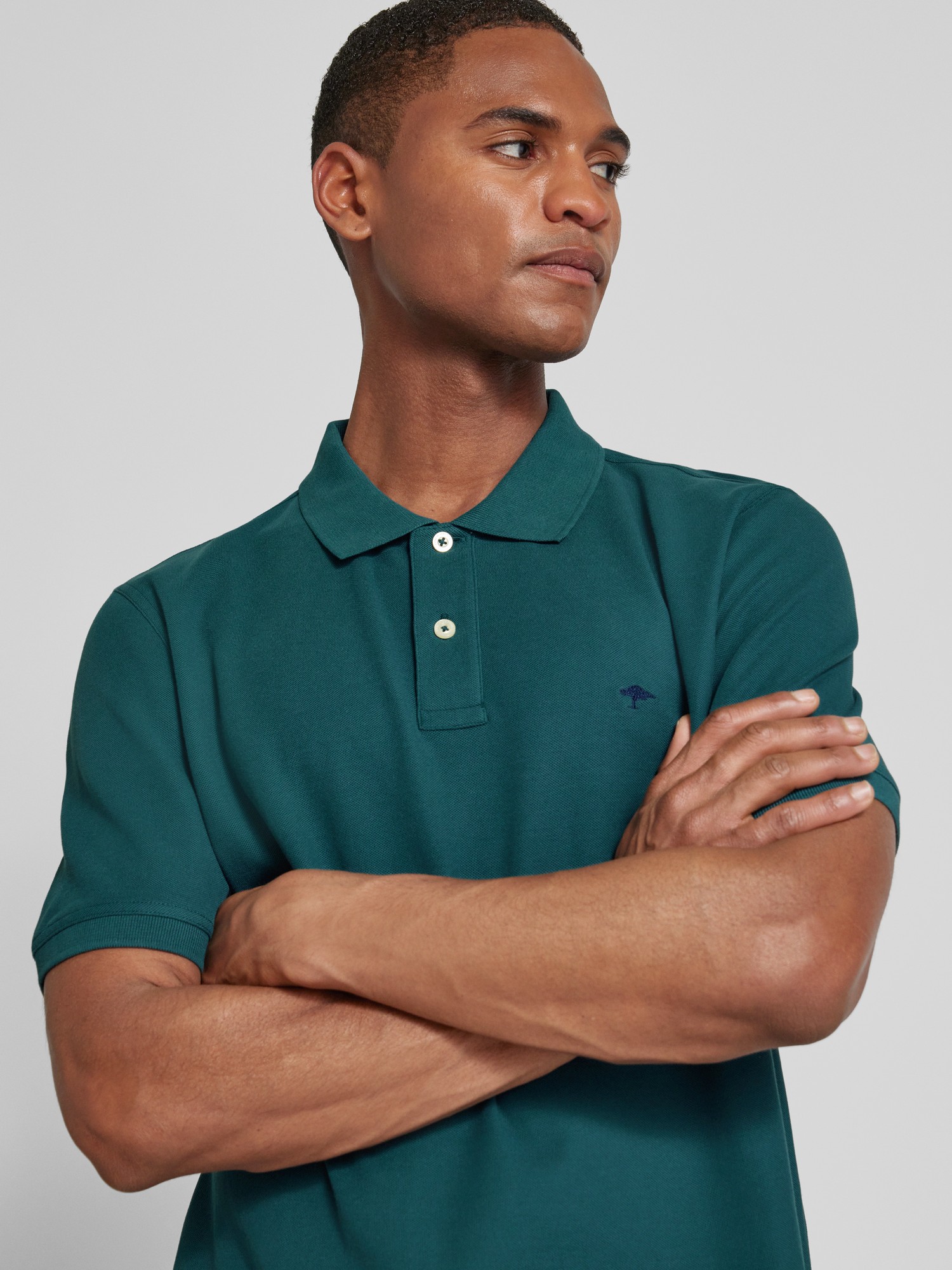 Fynch-Hatton Poloshirt met logostitching in donkergroen online kopen | P&C