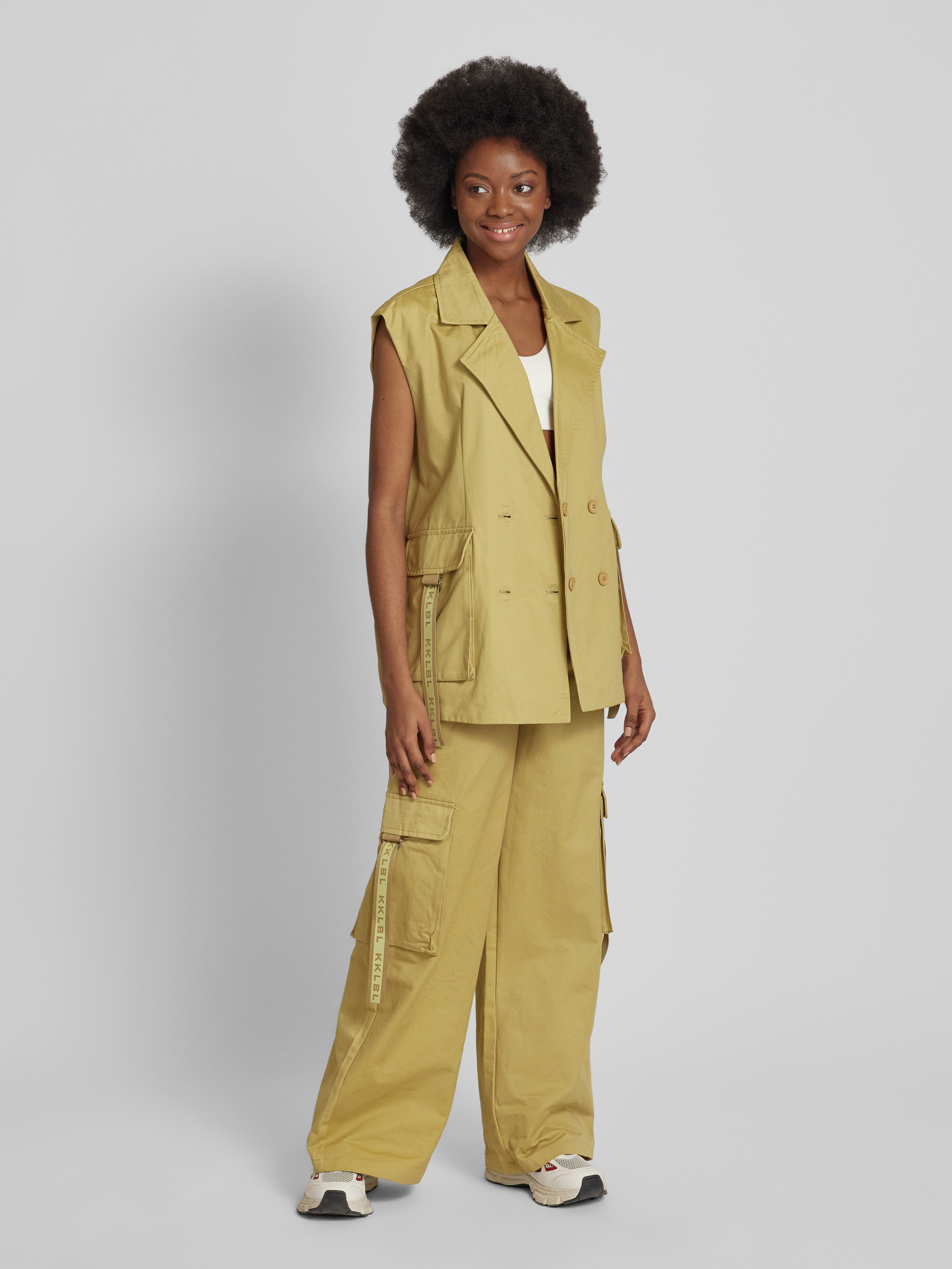 Karo Kauer Weste mit Reverskragen (khaki) online kaufen