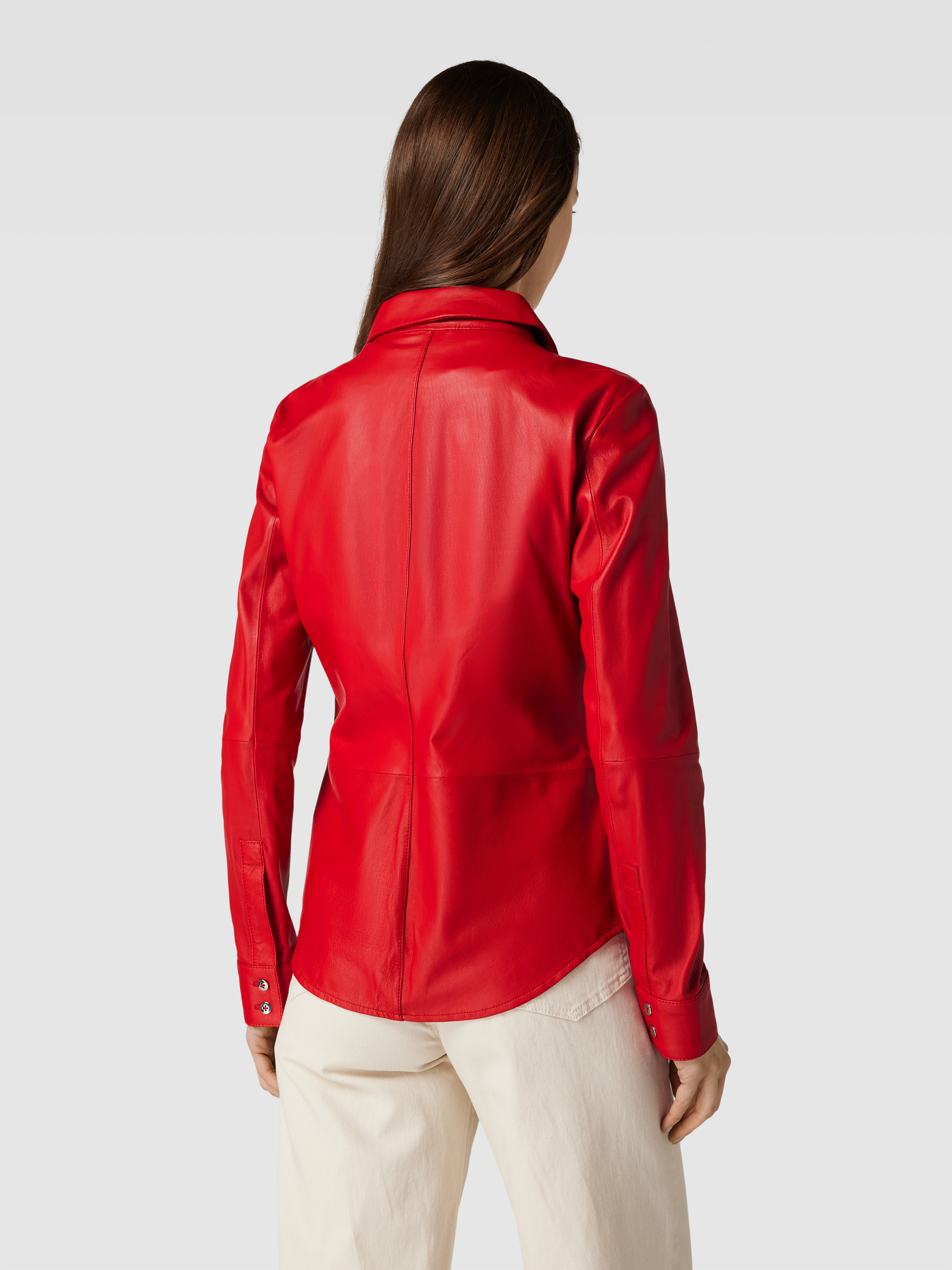 Studio AR Lederhemd mit Druckknopfleiste Modell 'DITA' (rot) online kaufen