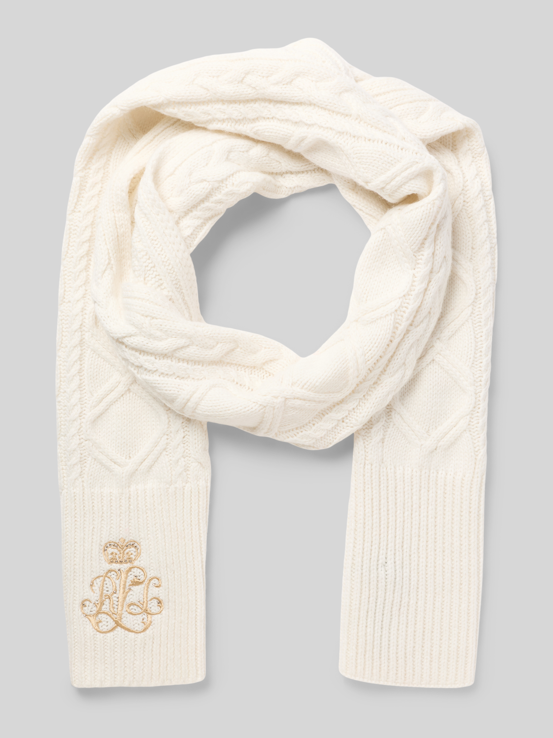 Kup online Lauren Ralph Lauren Szal z detalem z logo (złamany biały)