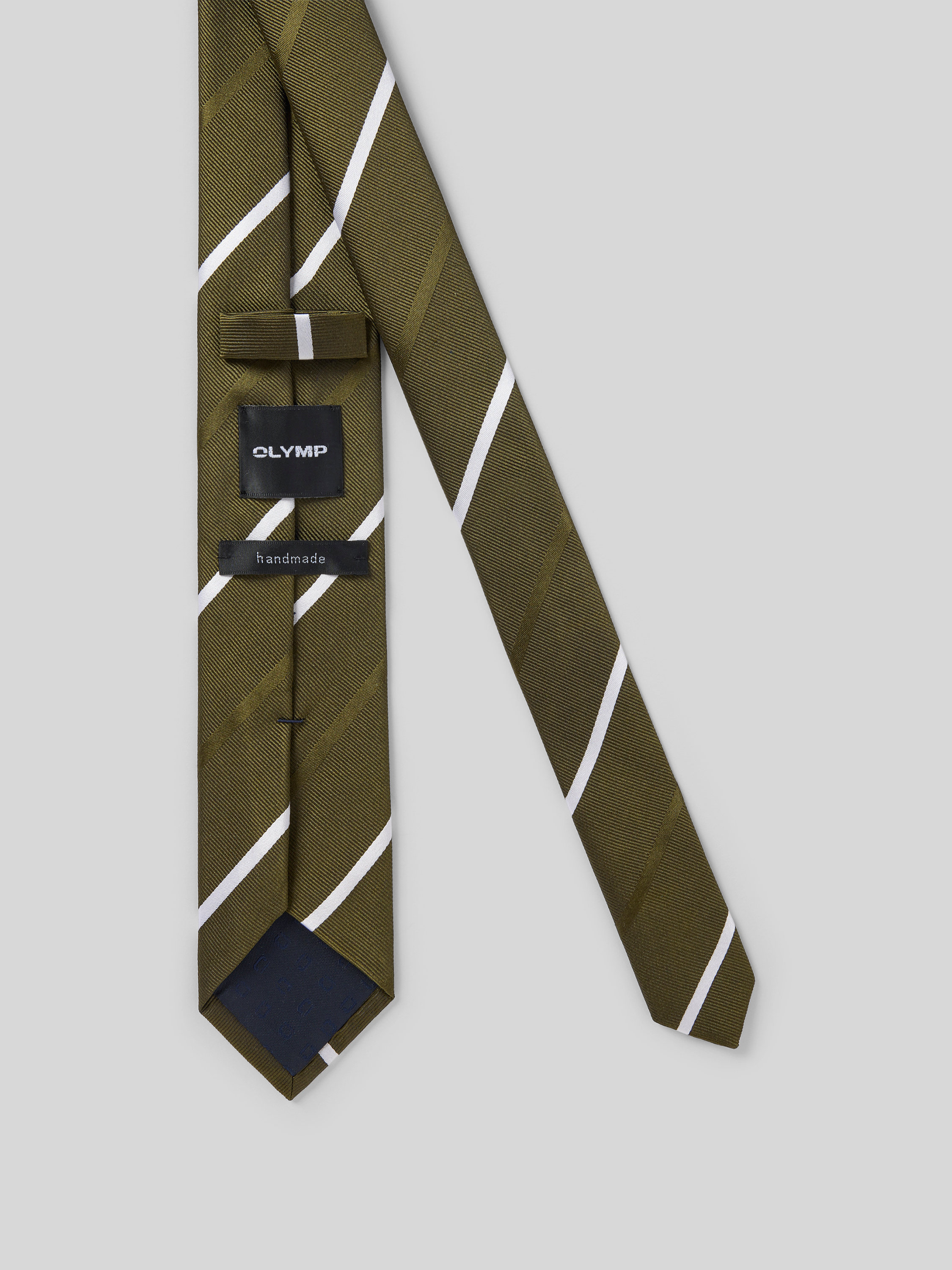 OLYMP Seidenkrawatte aus reine Krawatte mit Logo-Patch (6,5 cm) (oliv ...