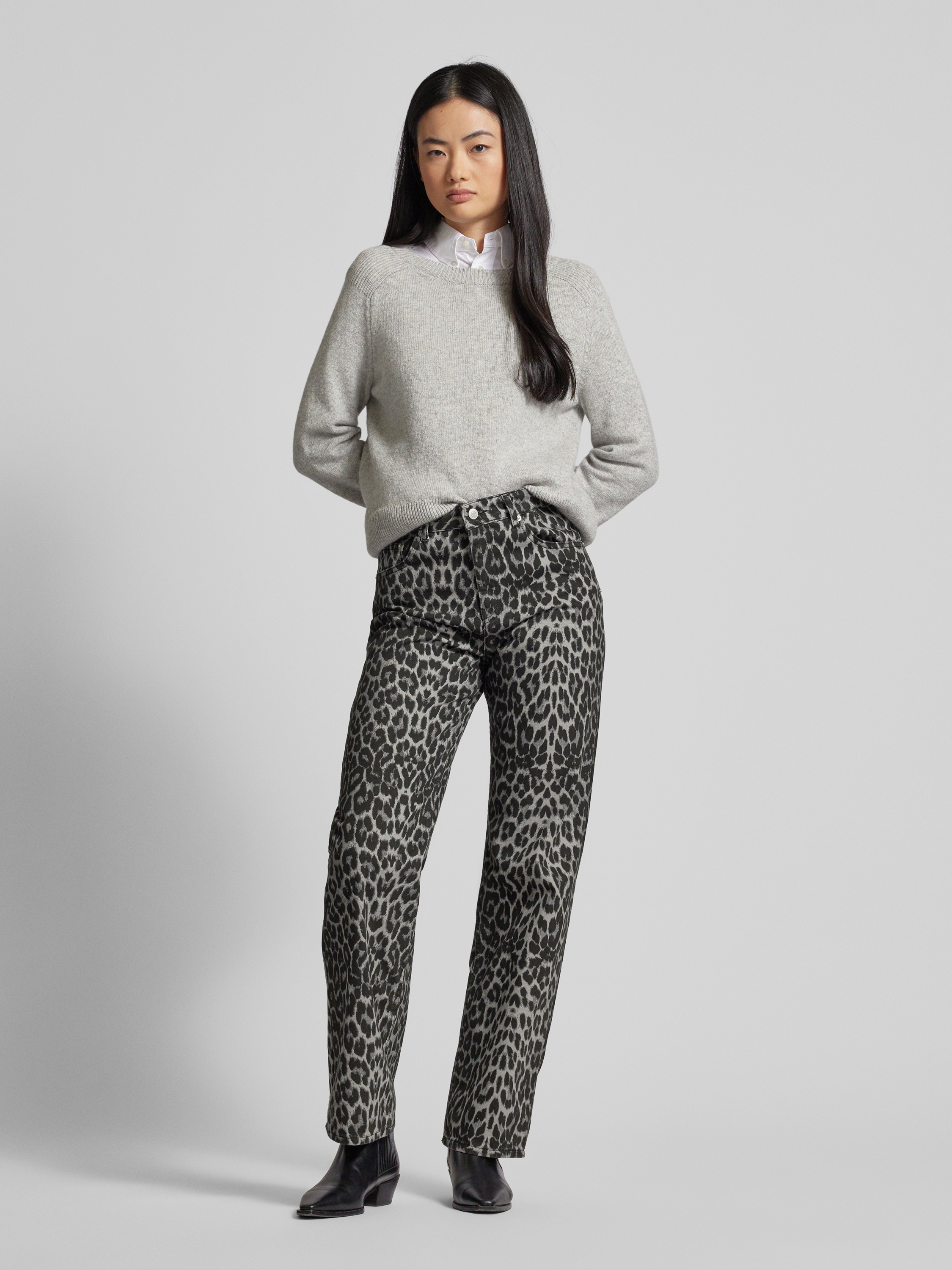 Neo Noir Wide Leg Jeans im 5-Pocket-Design Modell 'Simona' (mittelgrau ...