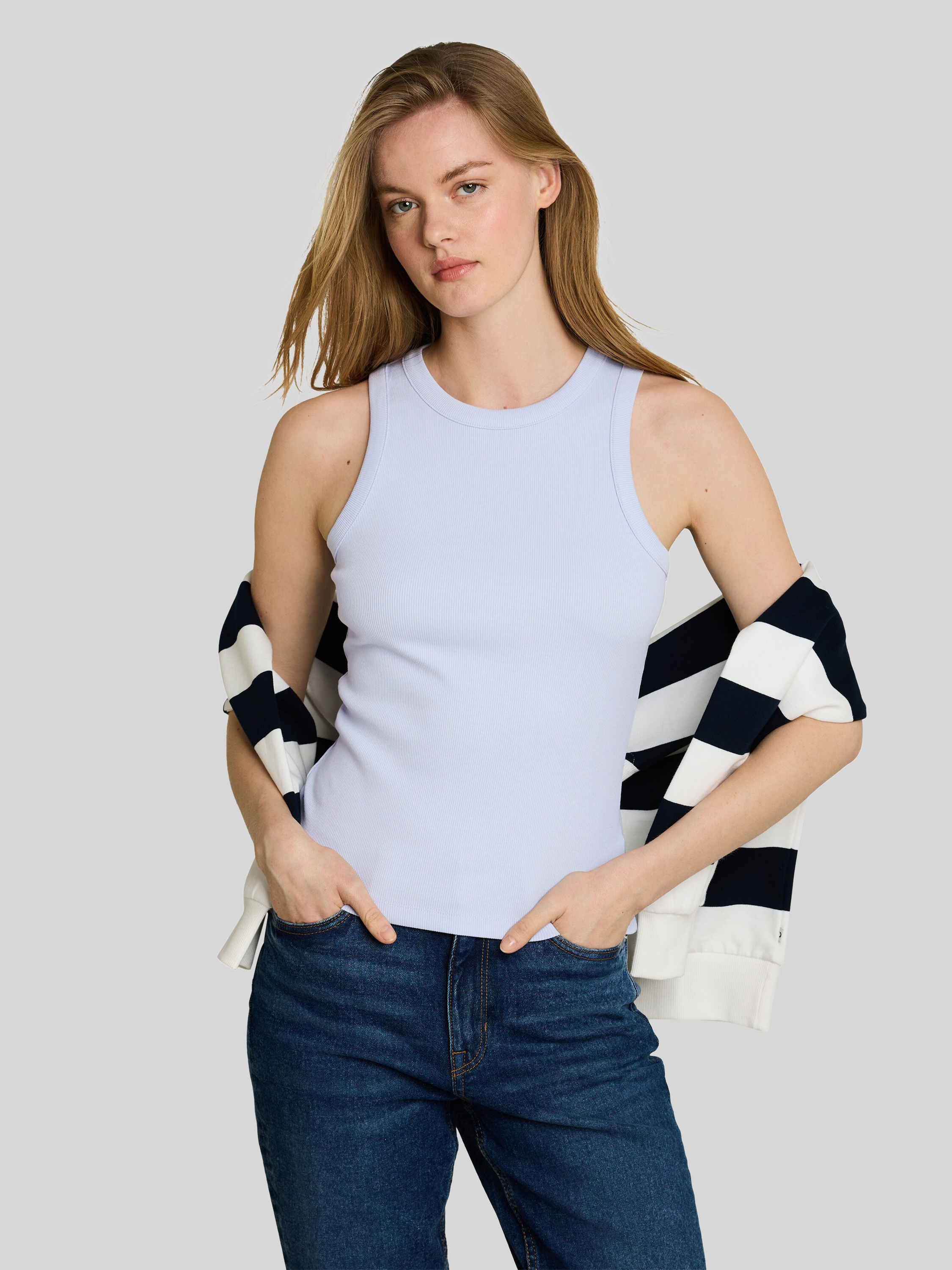 Tom Tailor Denim Slim Fit Top aus Baumwoll-Mix (hellblau) online kaufen