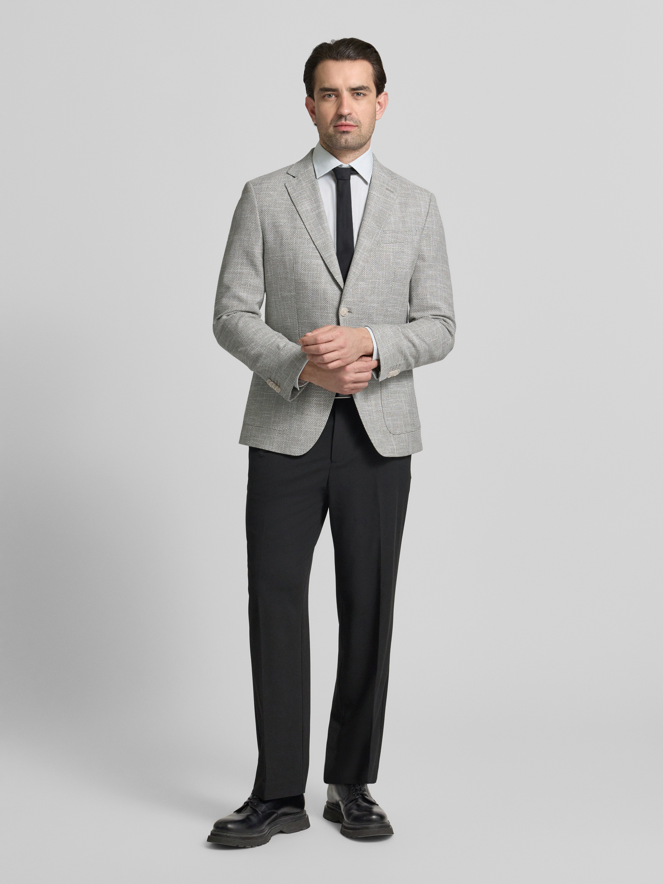 BOSS Regular fit colbert van een mix van katoen en viscose met linnen ...