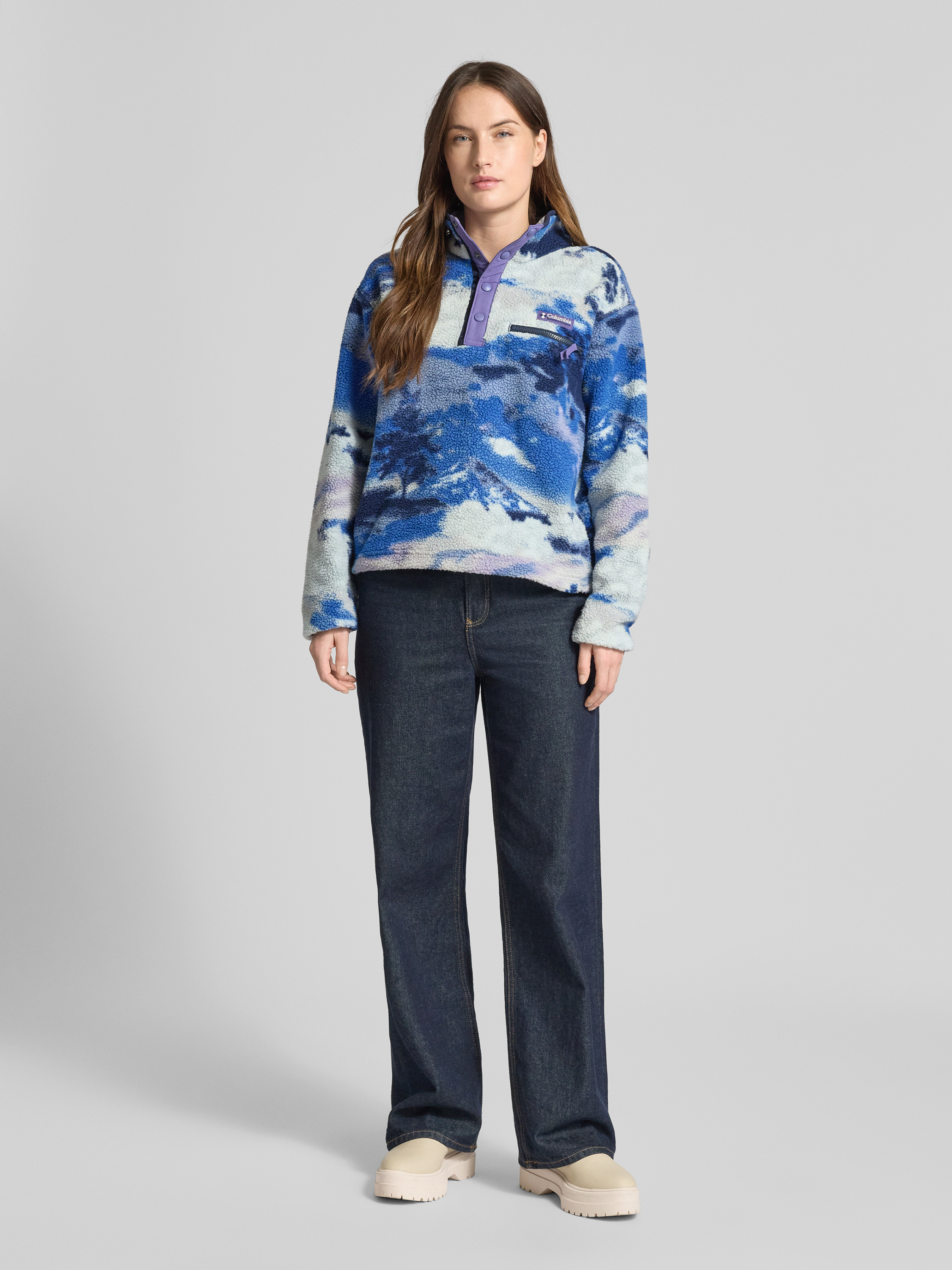 COLUMBIA Regular fit pullover met logopatch, model 'Helvetia' in blauw ...