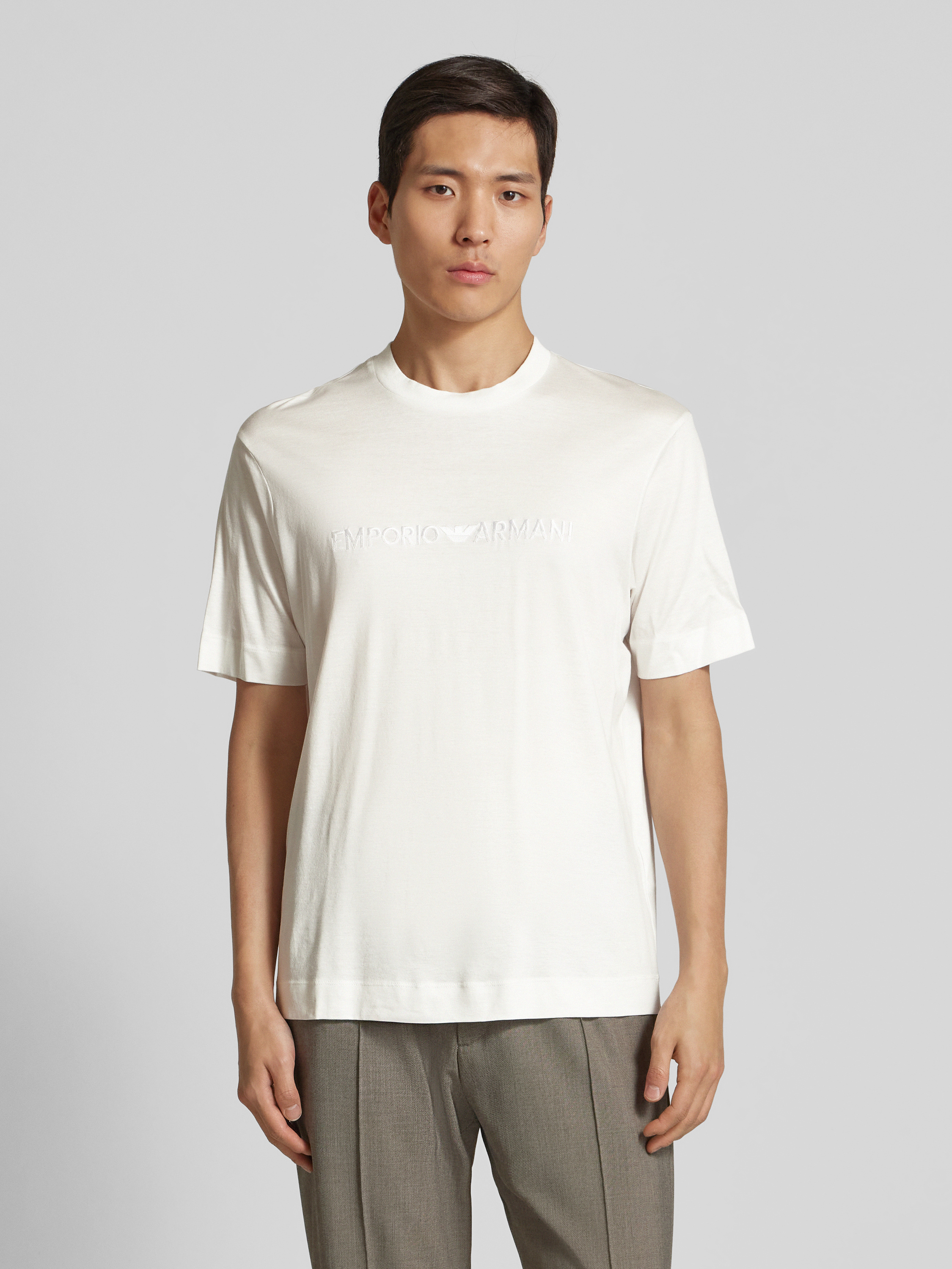 Emporio Armani T-Shirt mit Label-Stitching (offwhite) online kaufen