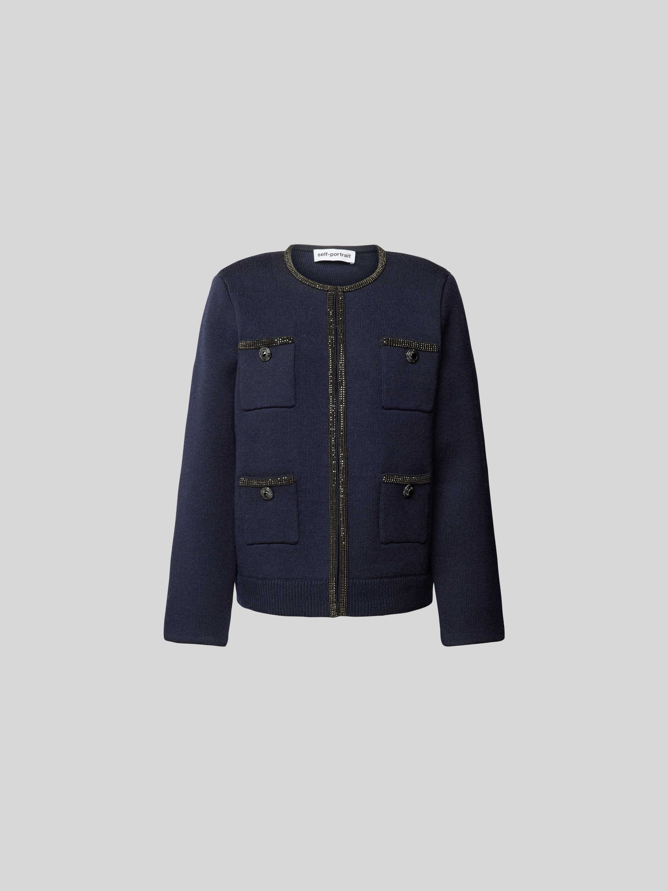Self-Portrait Strickjacke mit Hakenverschluss (marine) online kaufen