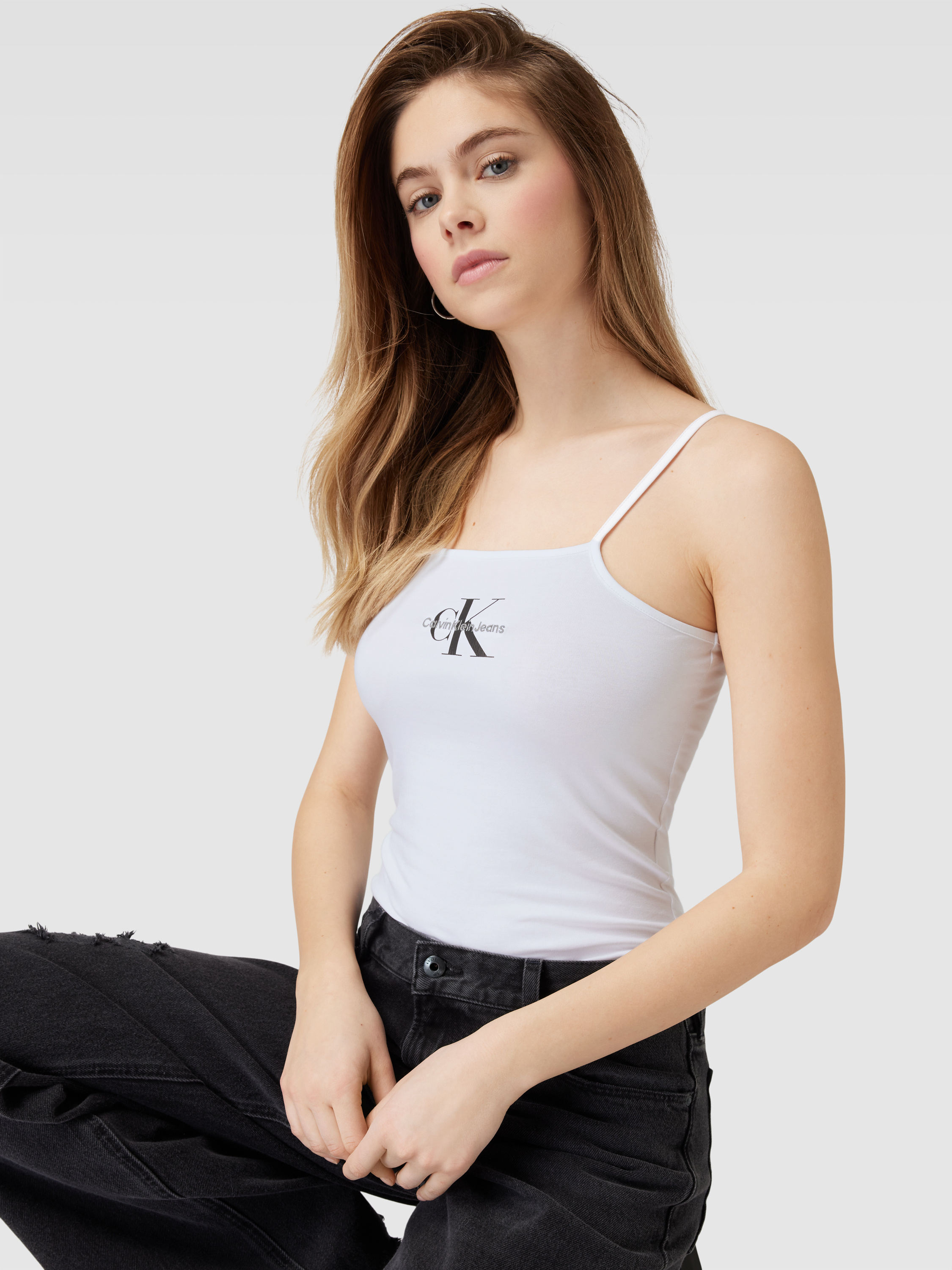 Calvin Klein Jeans Body met labelprint in wit online kopen | P&C