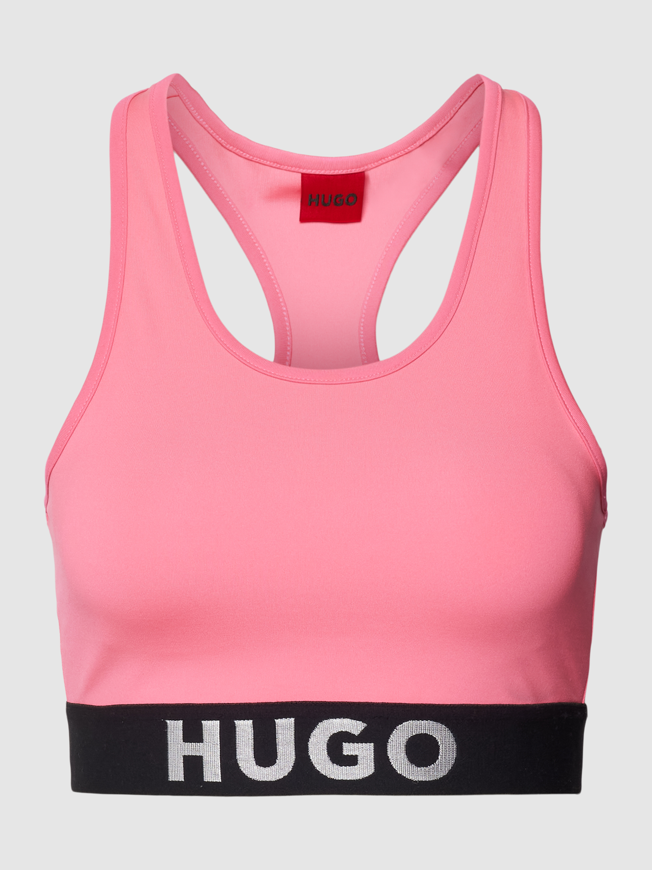 HUGO Crop Top mit Label-Detail Modell 'Darinella' (neon pink) online kaufen