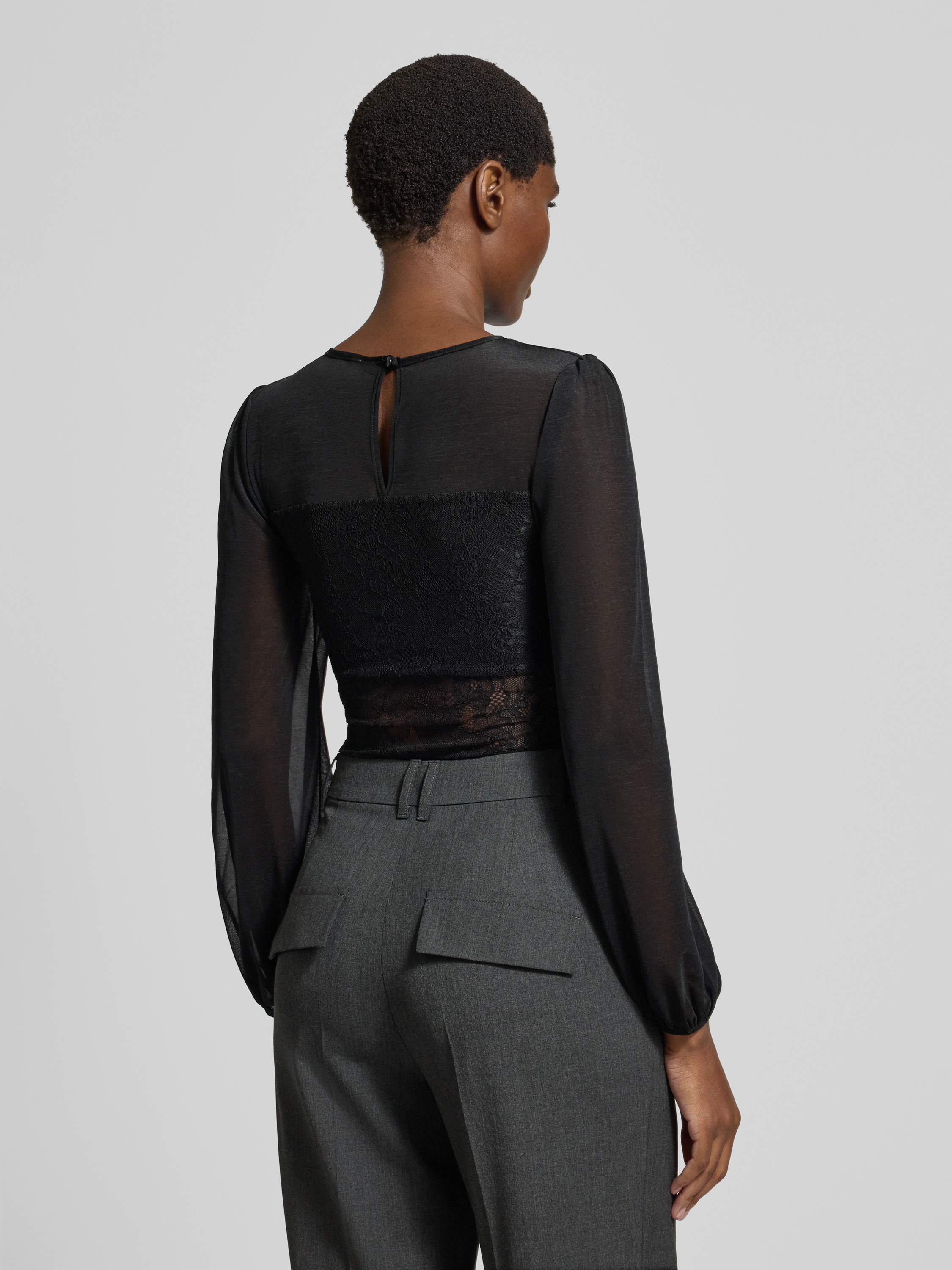 GUIDO MARIA KRETSCHMER WOMAN Slim fit body in semi-transparant design, model 'Noelia' in zwart ...