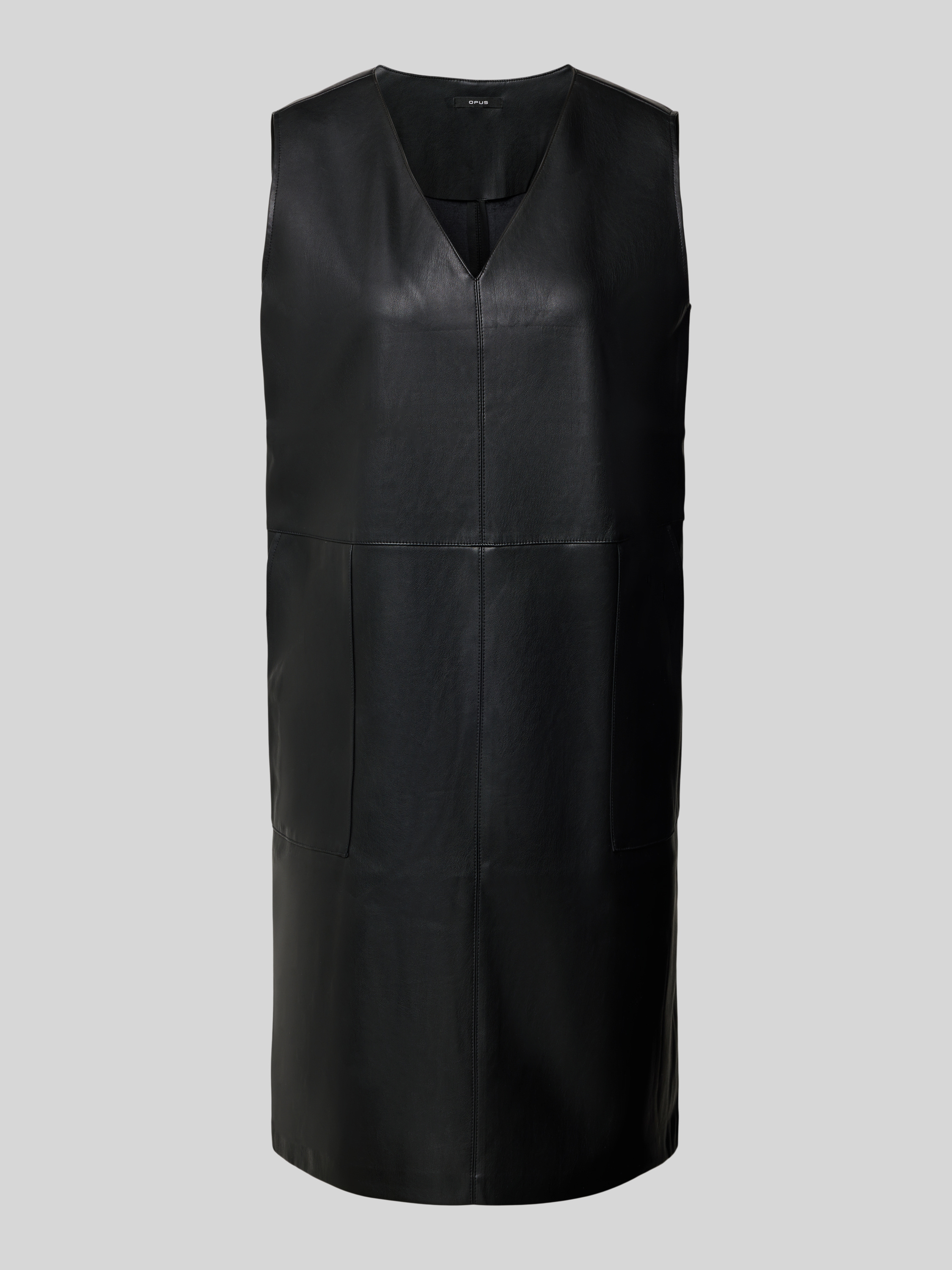 OPUS Knielange jurk in leerlook, model 'Wancy' in zwart online kopen | P&C