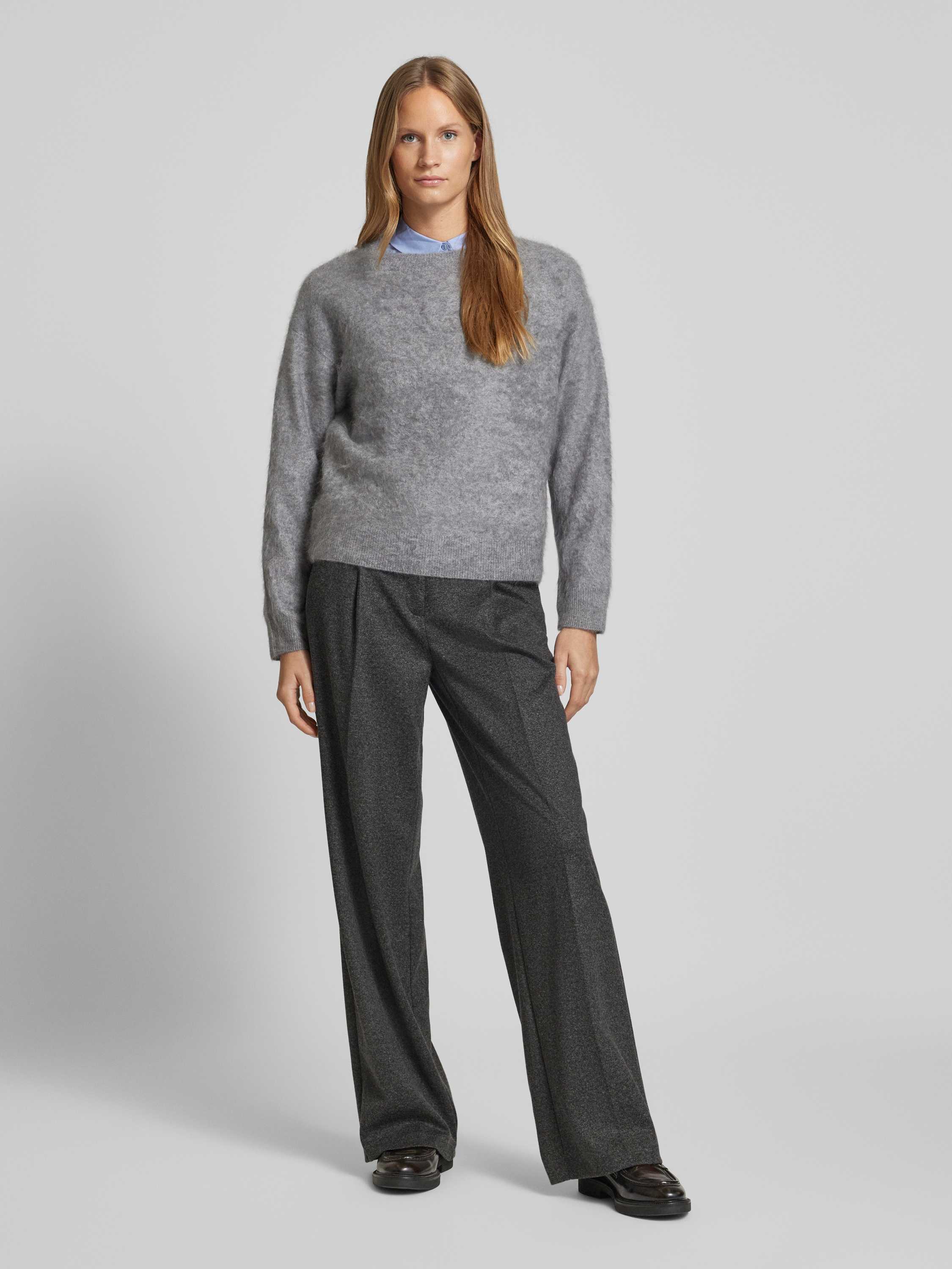 Cambio Anzughose mit Bügelfalten Modell 'AMELIE' (mittelgrau melange ...