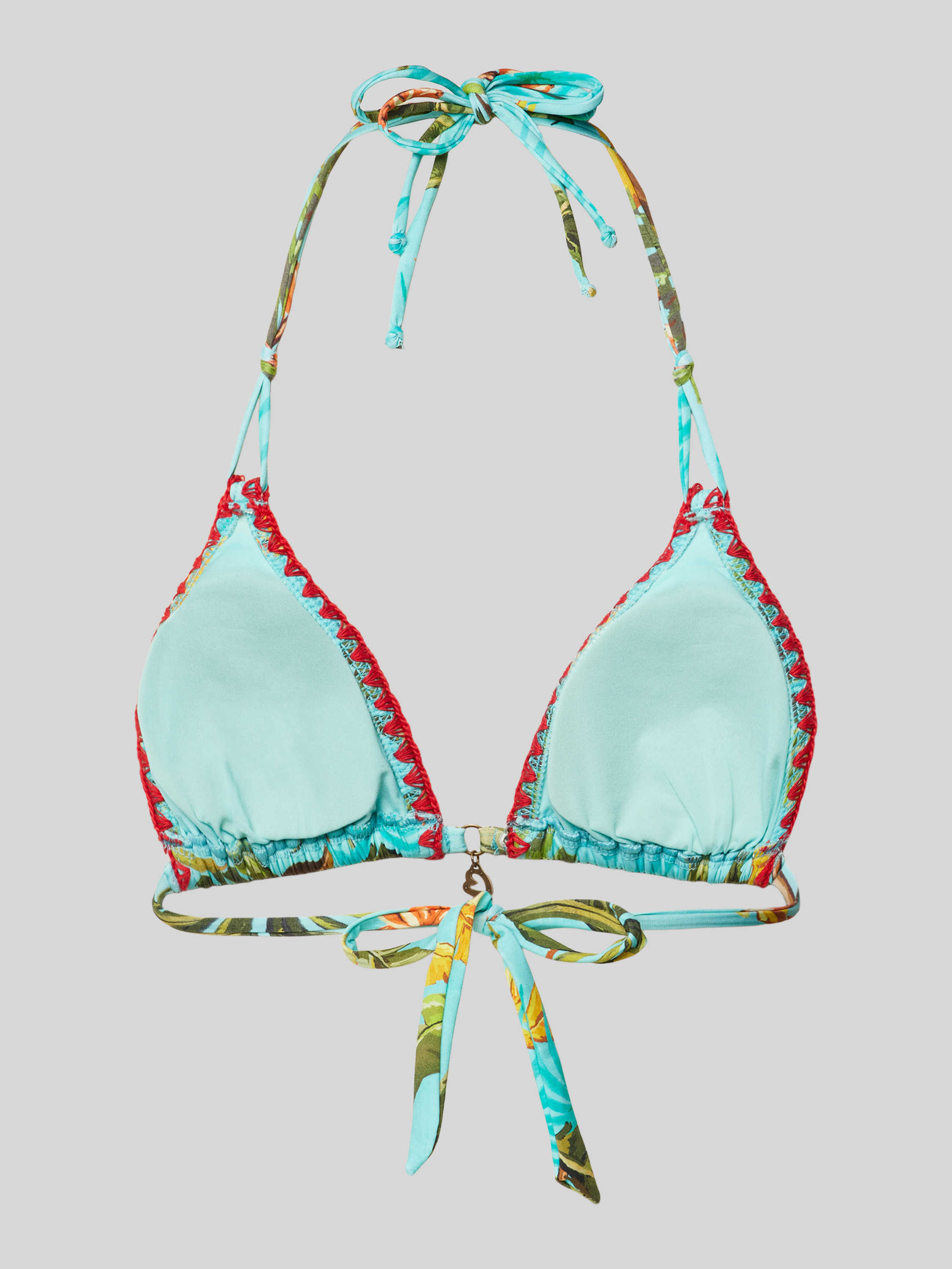 Banana Moon Bikinitop met bloemenmotief, model 'BANANAS' in turquoise ...