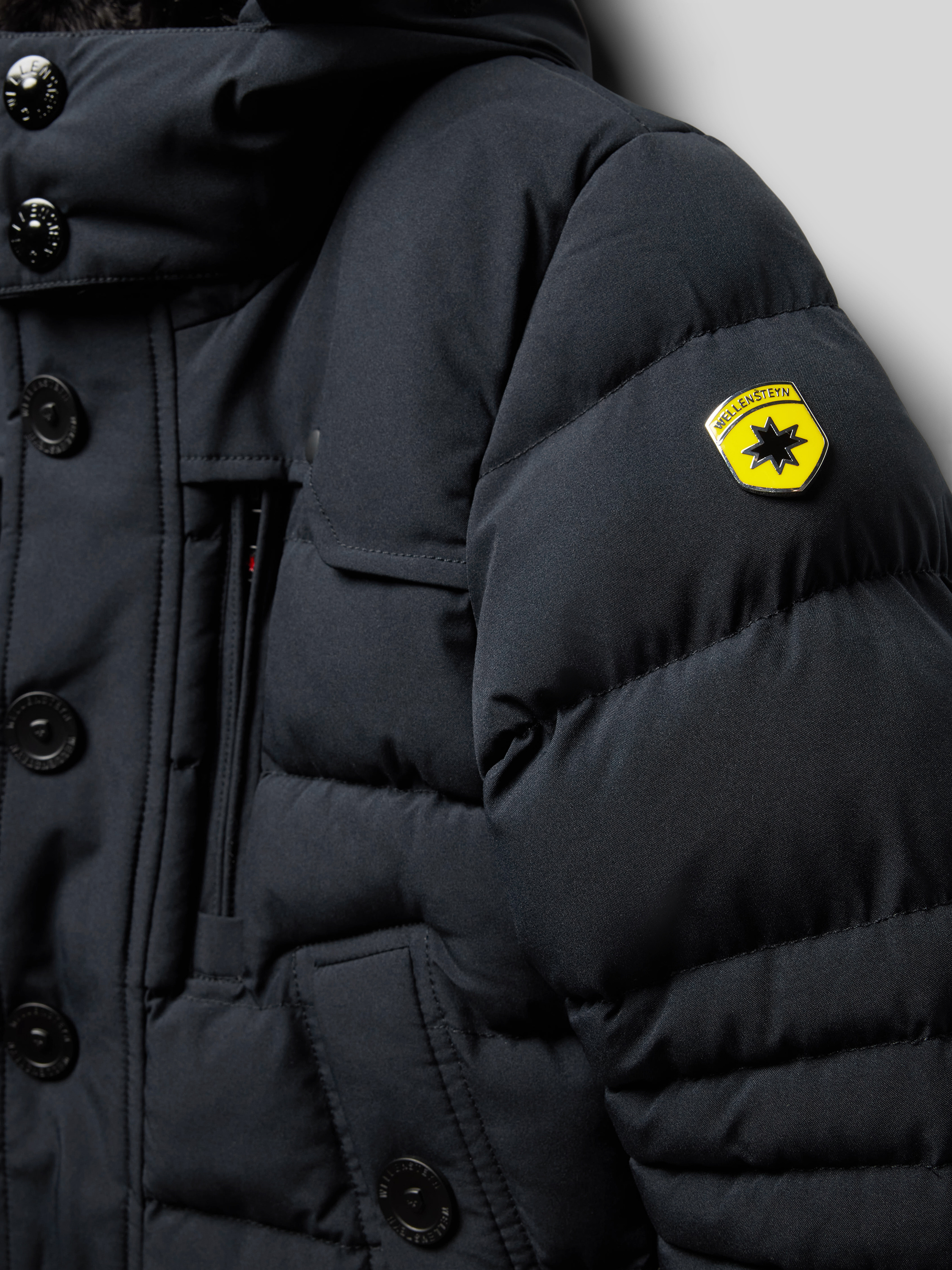 Wellensteyn Gewatteerd jack met labeldetail, model 'Starstream’ in marineblauw online kopen | P&C