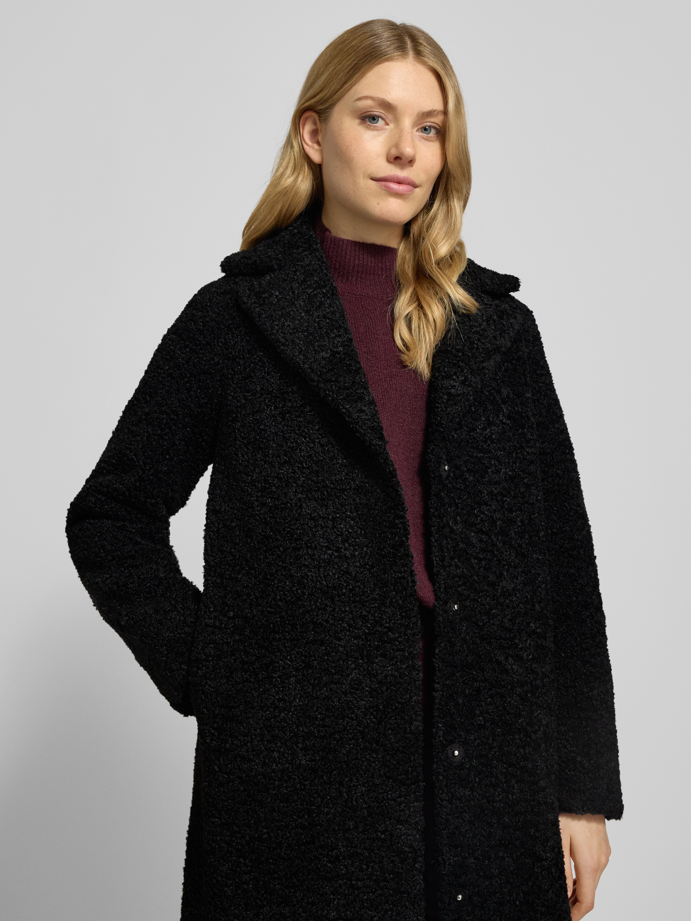 Soyaconcept Lange jas van teddybont, model 'Mukite' in zwart online ...