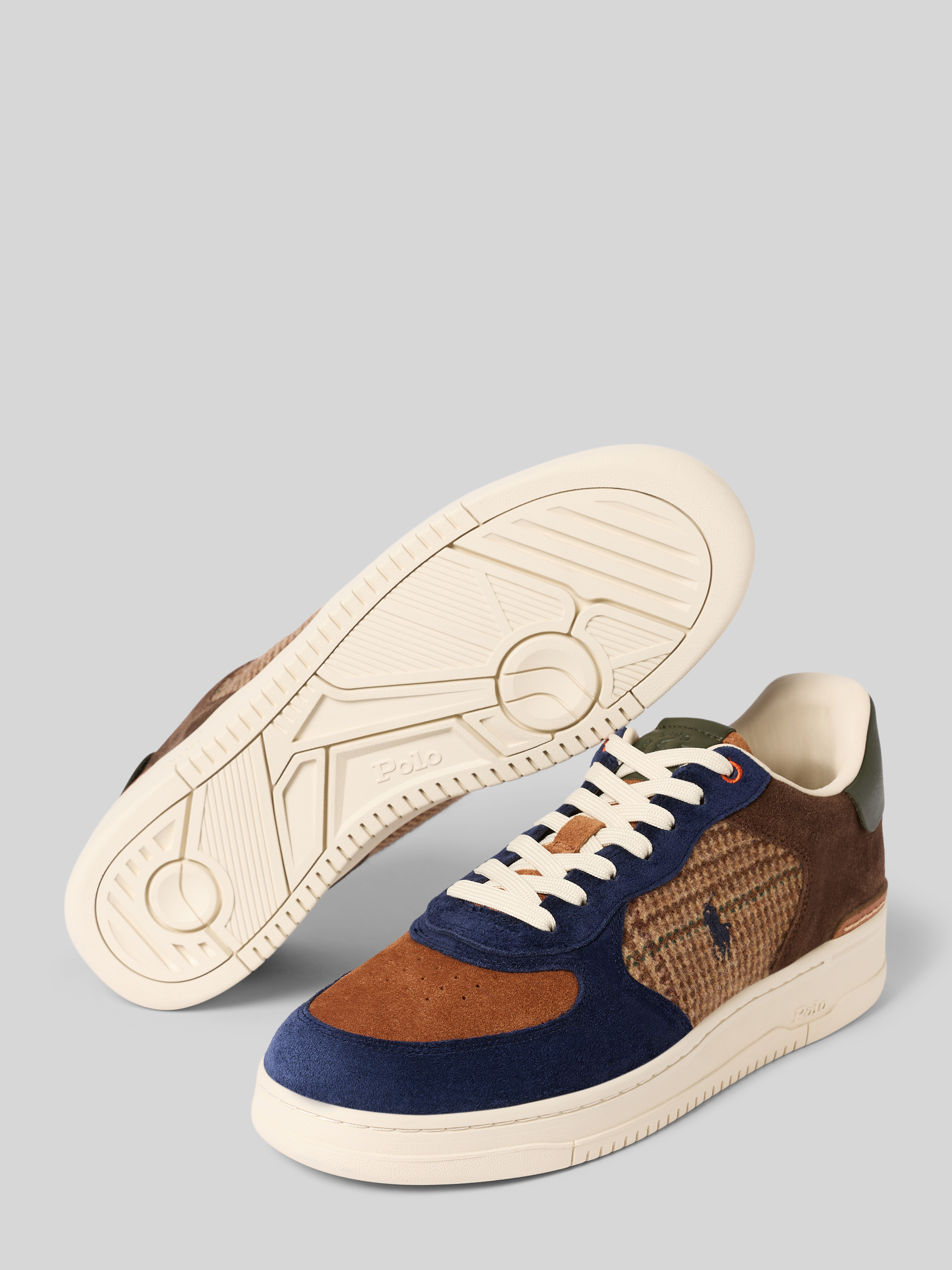 Polo Ralph Lauren Sneakers met labelstitching, model 'VARICK' in beige ...