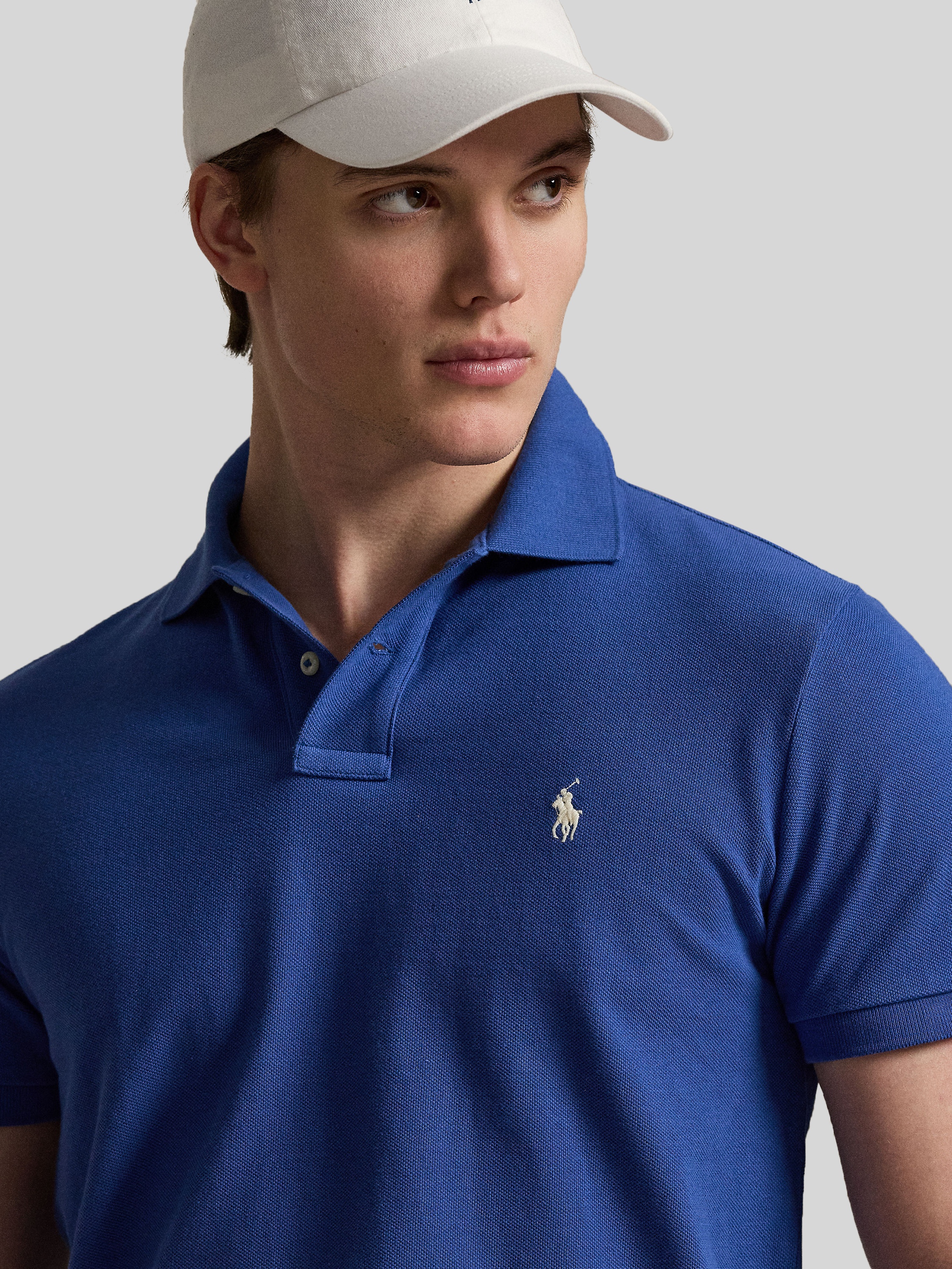 Polo Ralph Lauren Regular fit poloshirt van puur katoen in rookblauw ...