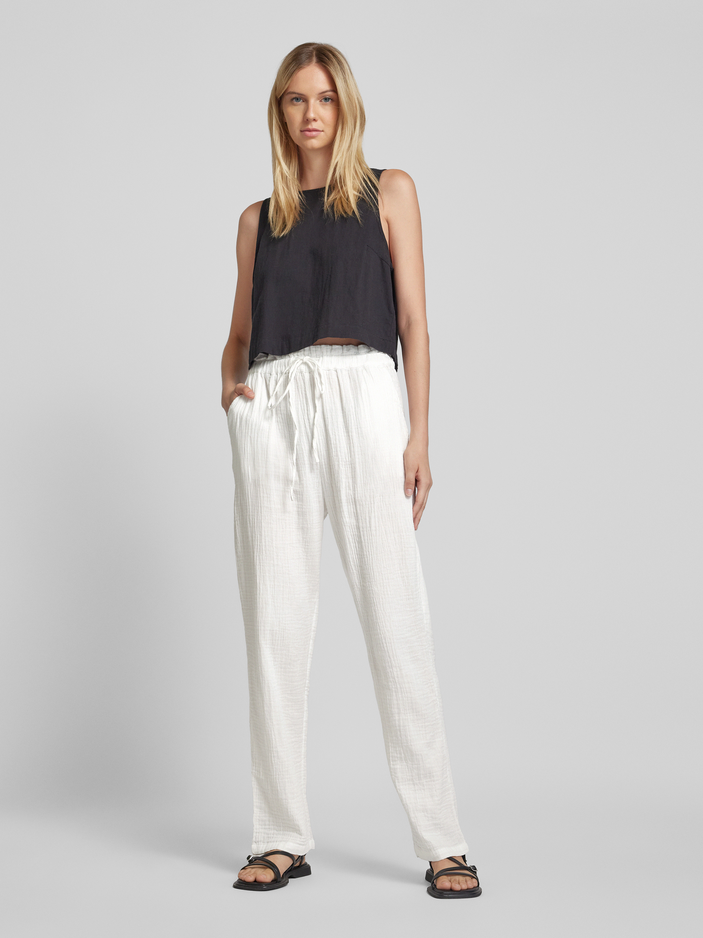 Mango Tapered Fit Stoffhose mit Strukturmuster Modell 'INDIE' (offwhite ...