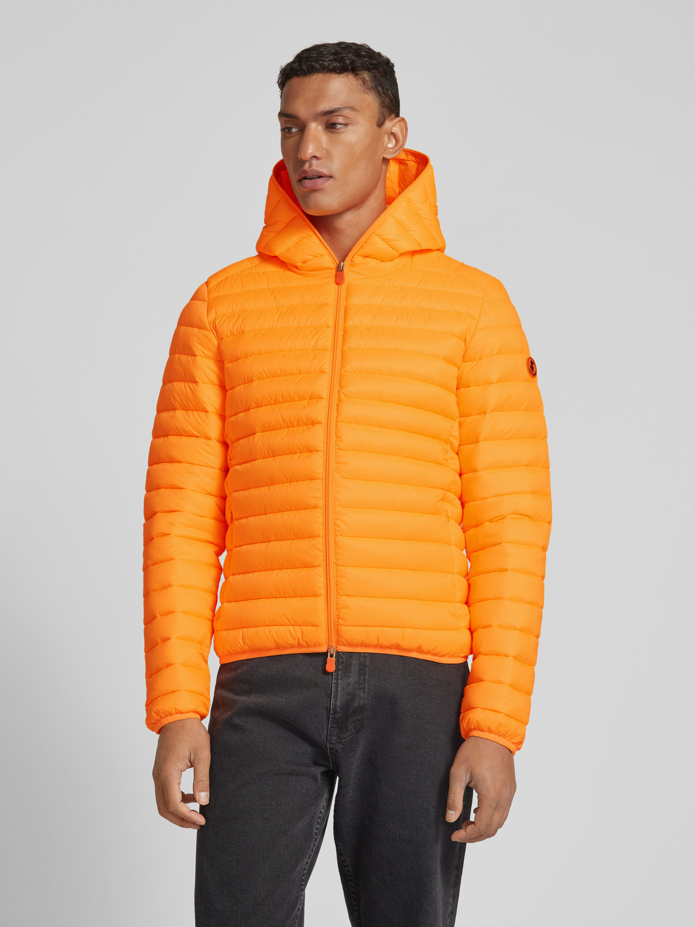 SAVE THE DUCK Gewatteerd jack met capuchon, model 'HELIOS' in neon ...