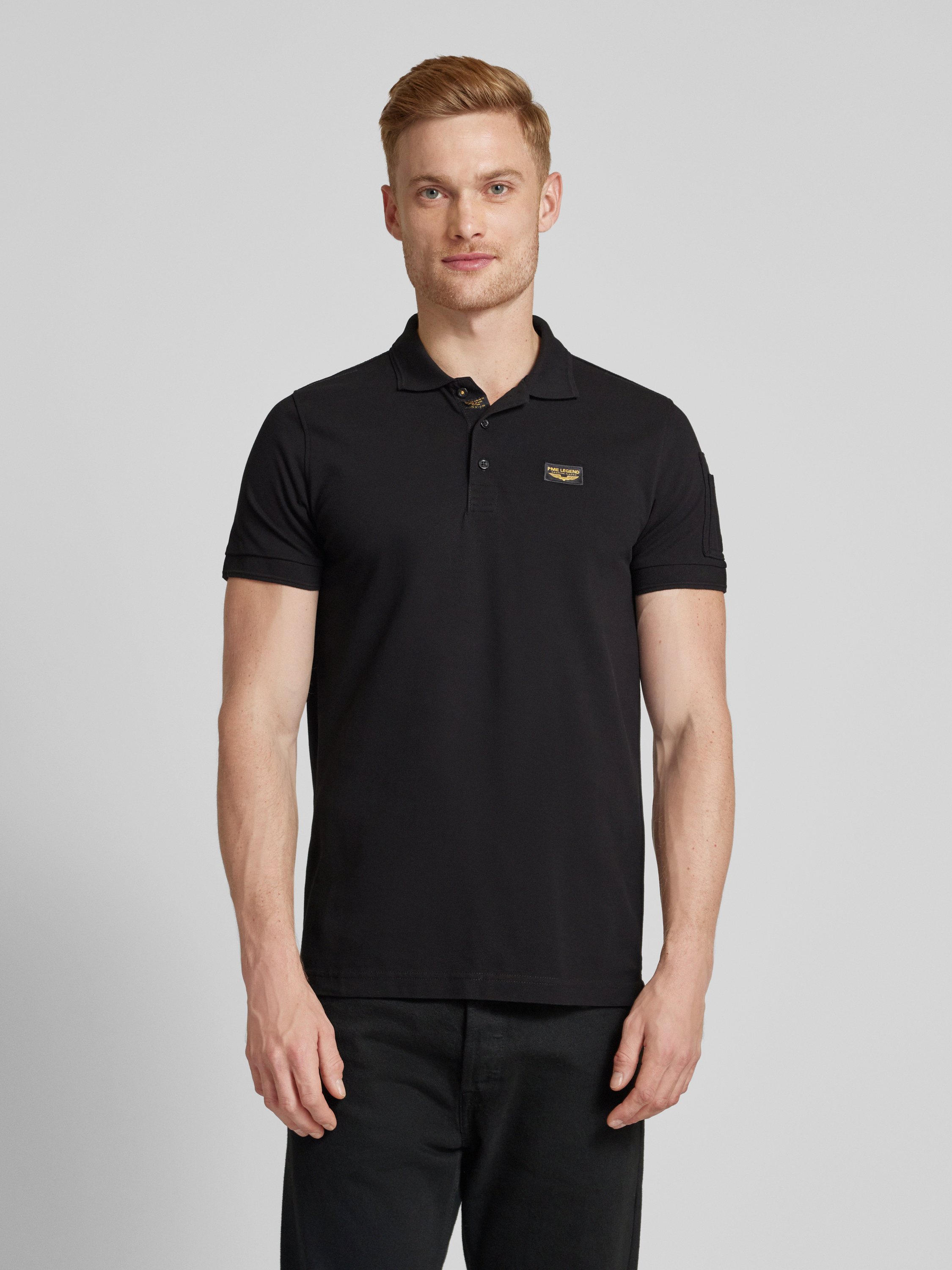 PME Legend Poloshirt met labeldetail in zwart online kopen | P&C