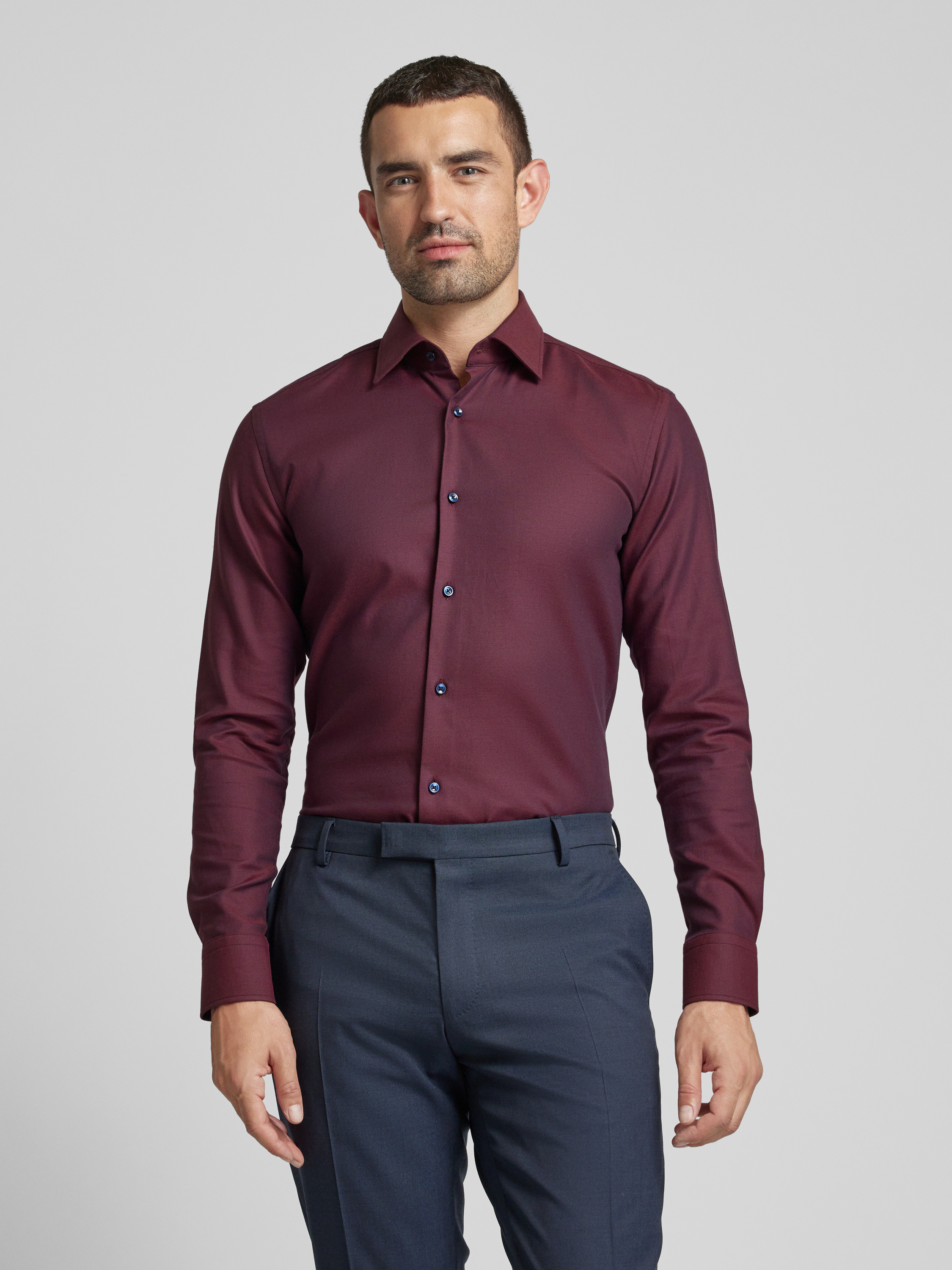 BOSS Slim Fit Business-Hemd mit Kentkragen Modell 'Hank' (bordeaux ...