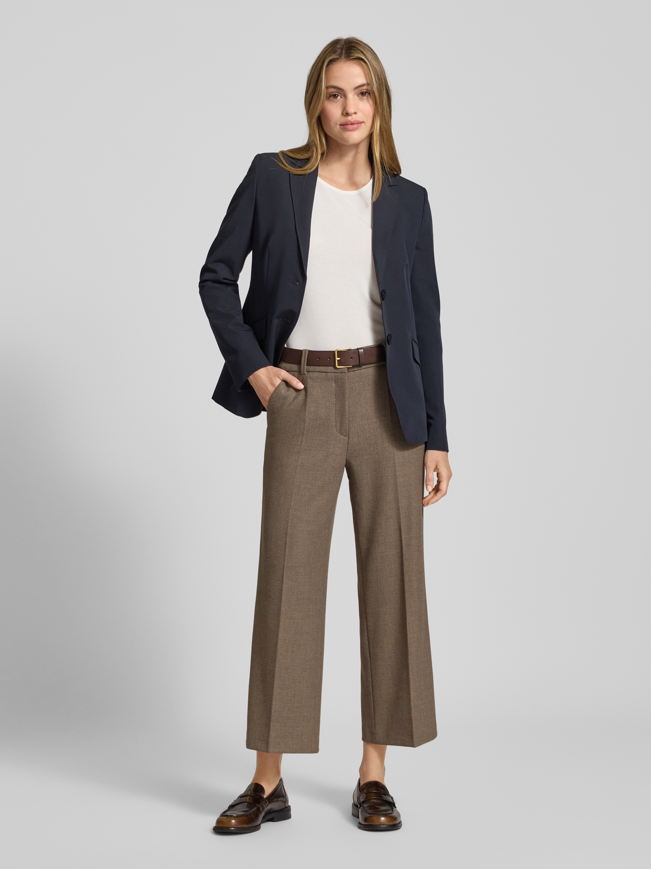 Cambio Wide fit stoffen broek met viscose en wol, model 'California' in ...