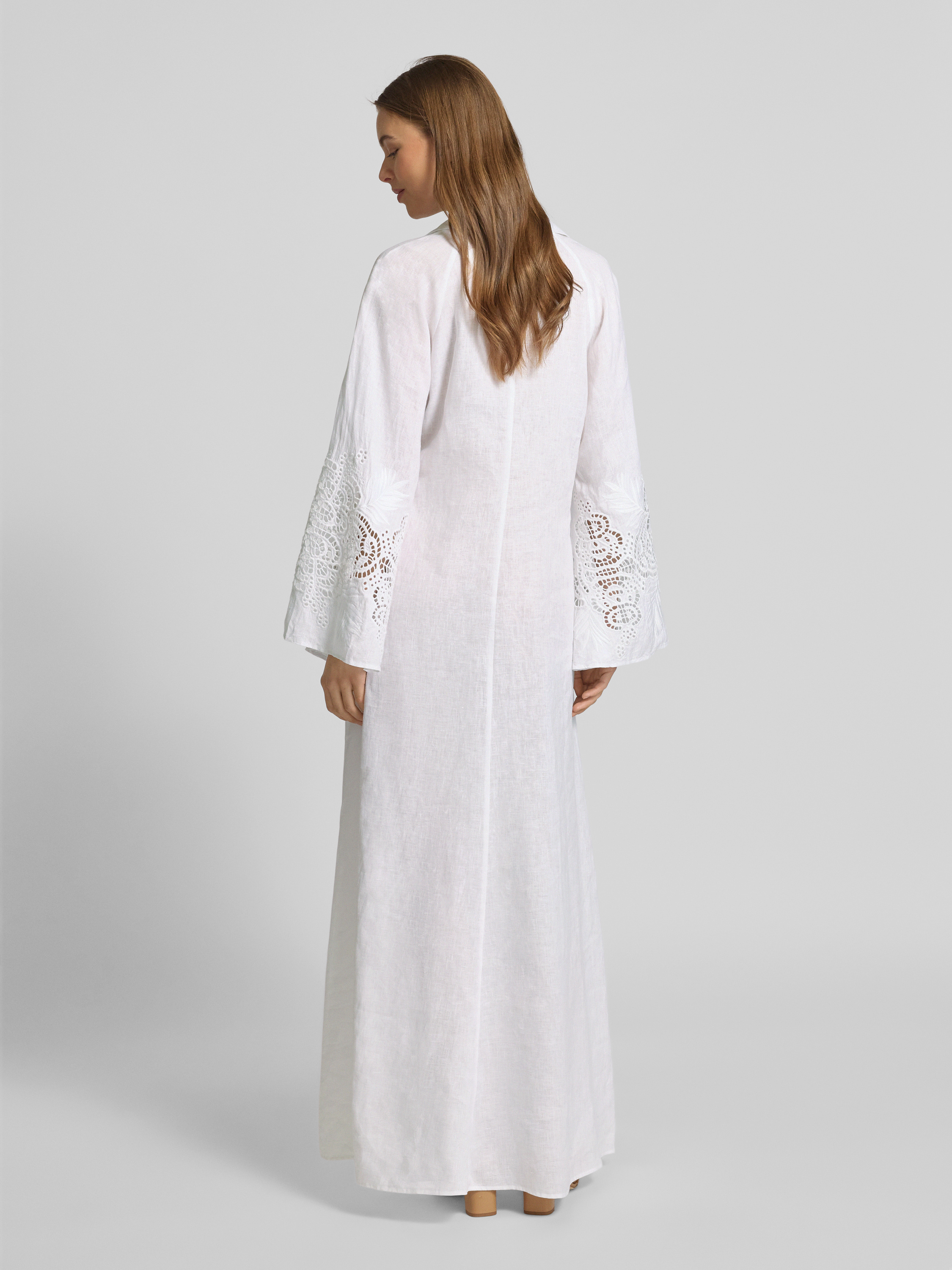 Max Mara Studio Leinenkleid mit Lochstickerei Modell 'STRANO' (weiss ...