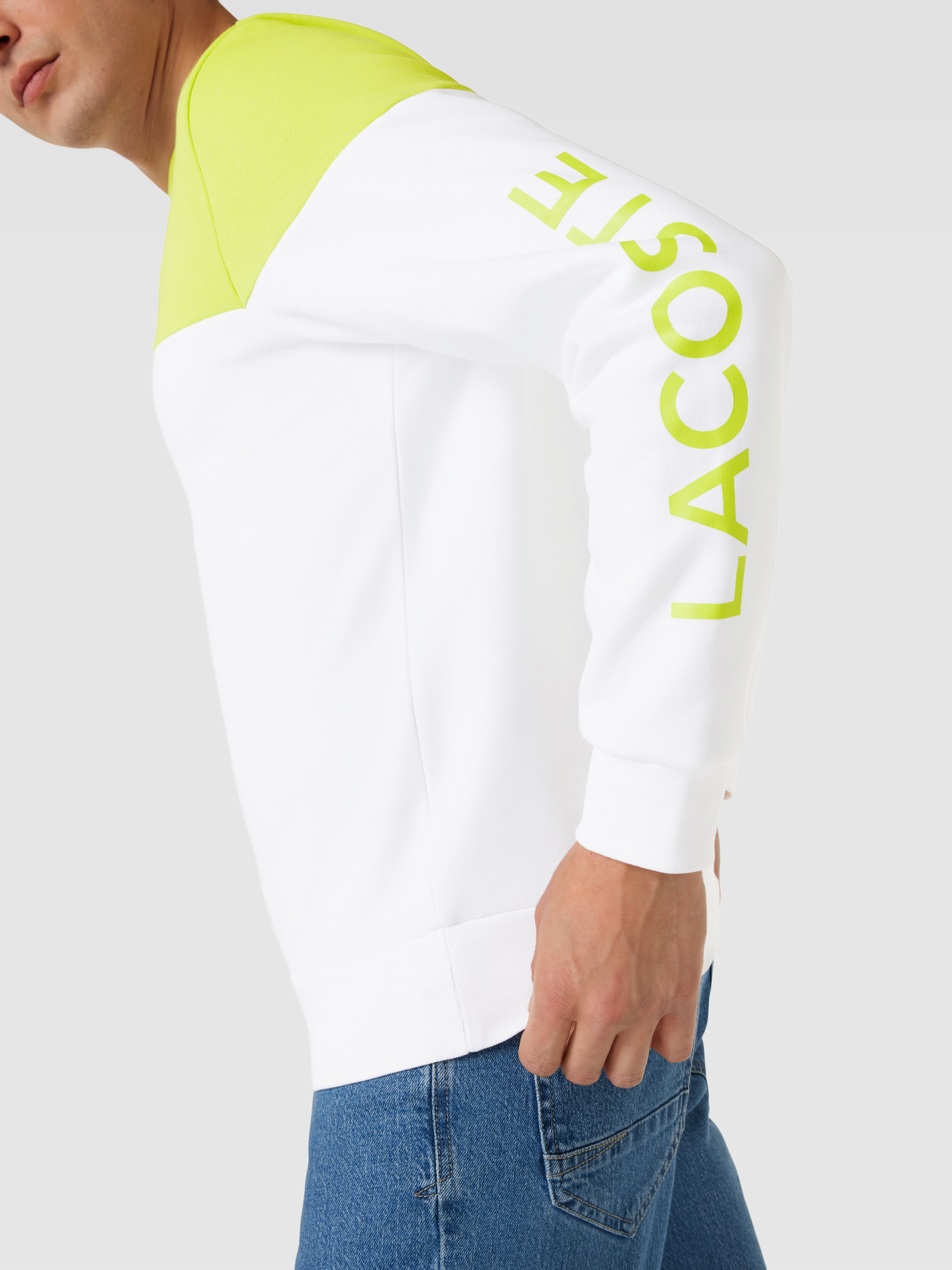Lacoste Sweatshirt mit Label-Print Modell 'COLOUR BLOCK CREW' (gelb ...
