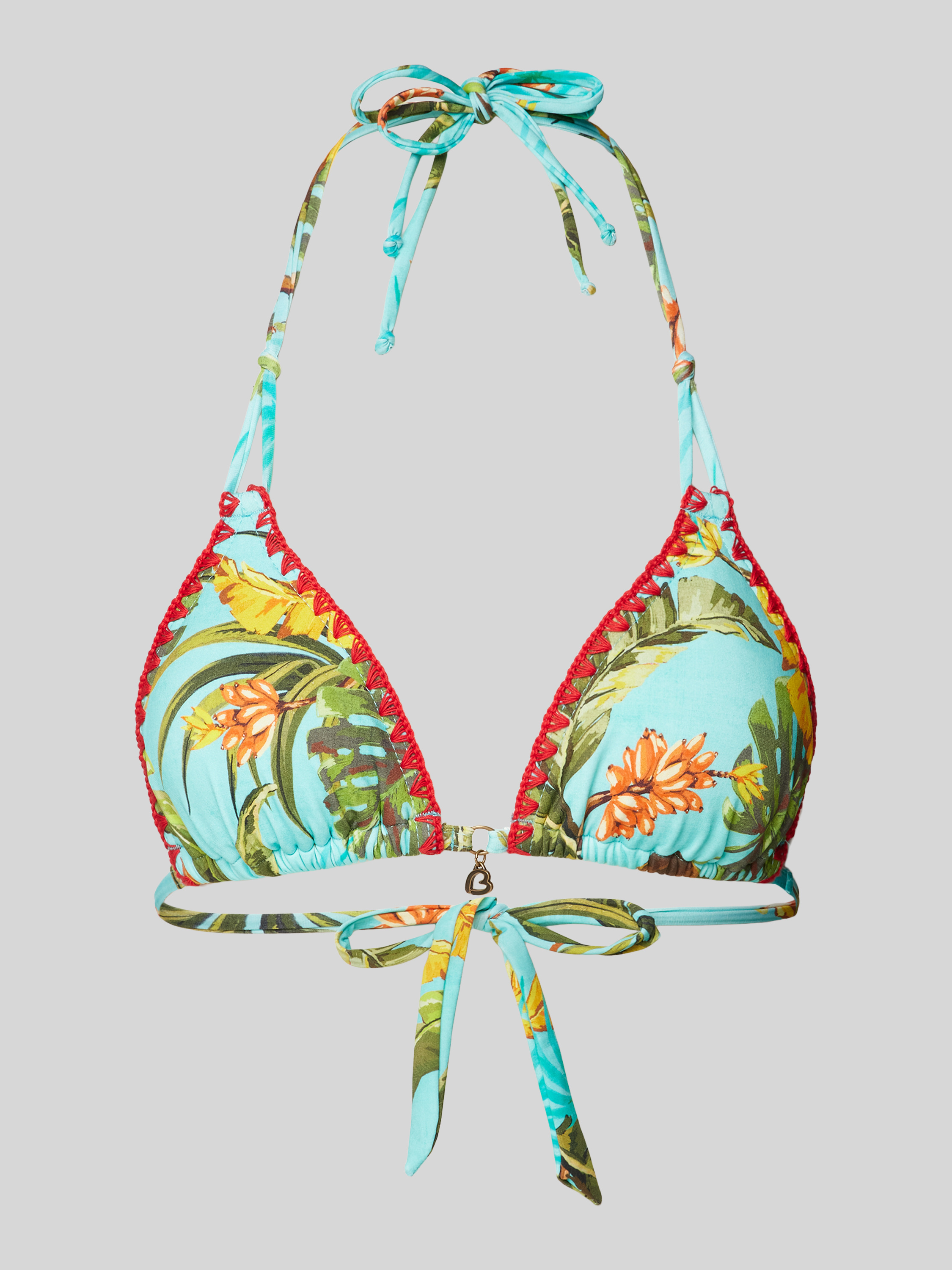 Banana Moon Bikinitop met bloemenmotief, model 'BANANAS' in turquoise ...