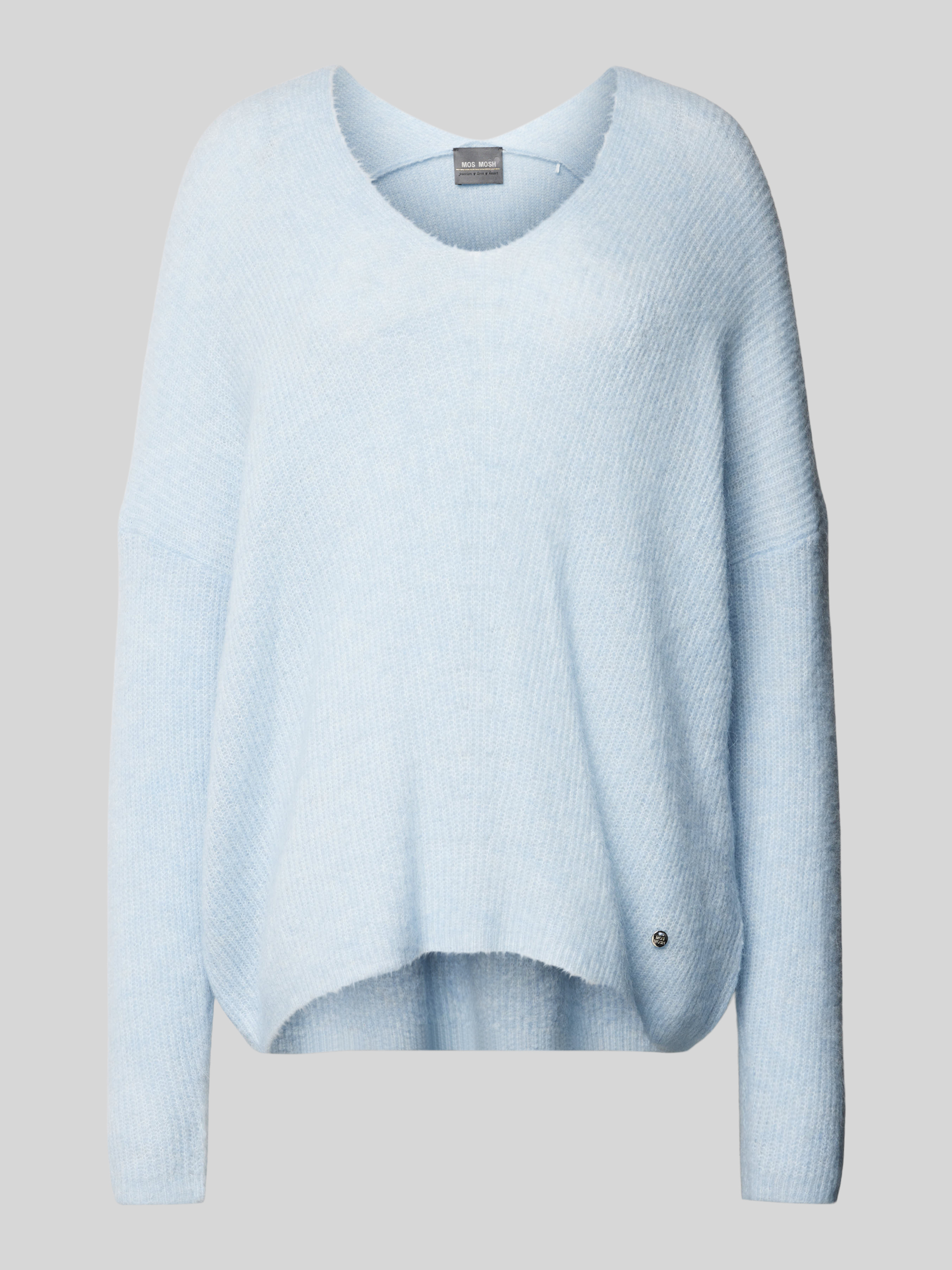 MOS MOSH Oversized Strickpullover mit Label-Applikation Modell 'THORA' (hellblau) online kaufen